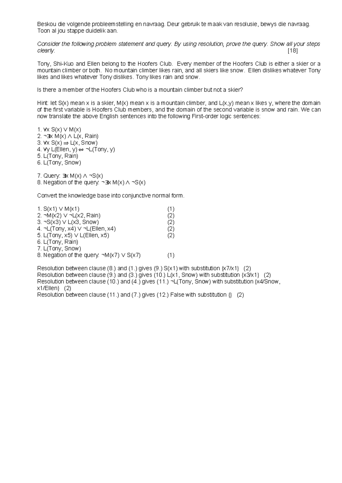 Ai112 28May2024 Resolution exercise 1 - Beskou die volgende ...