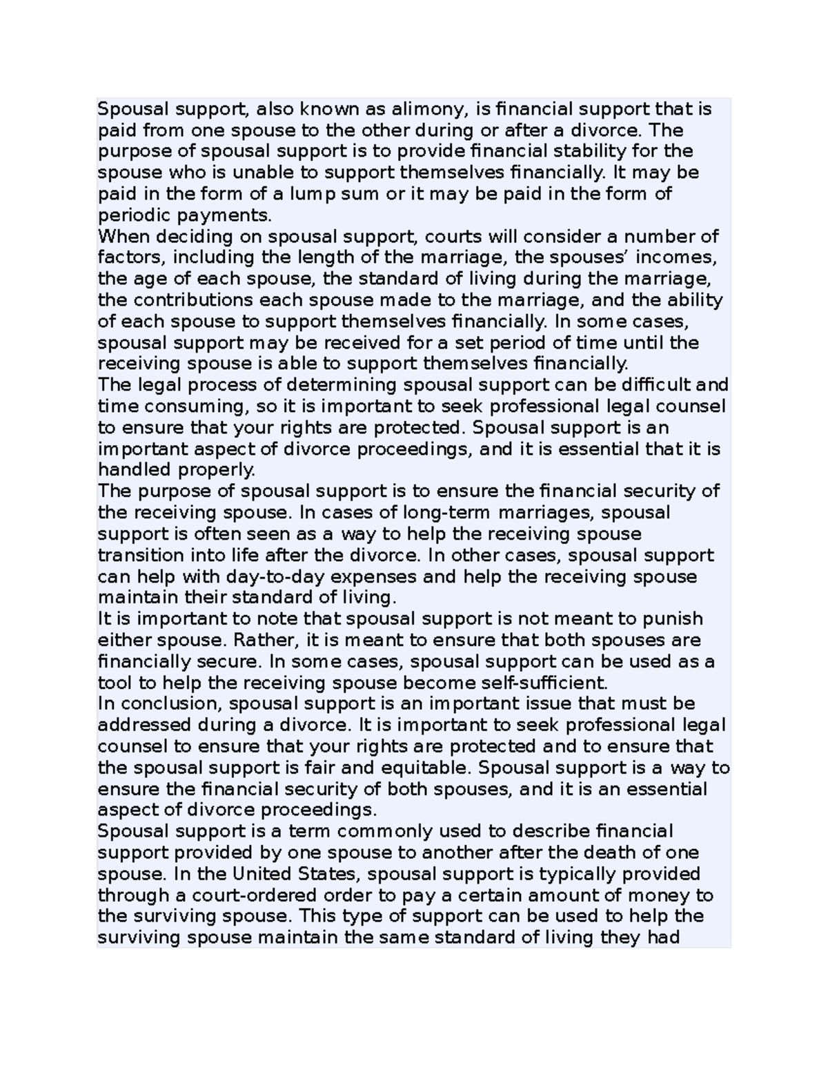 EP 5 - INFORMATIVE - Spousal support, also known as alimony, is ...