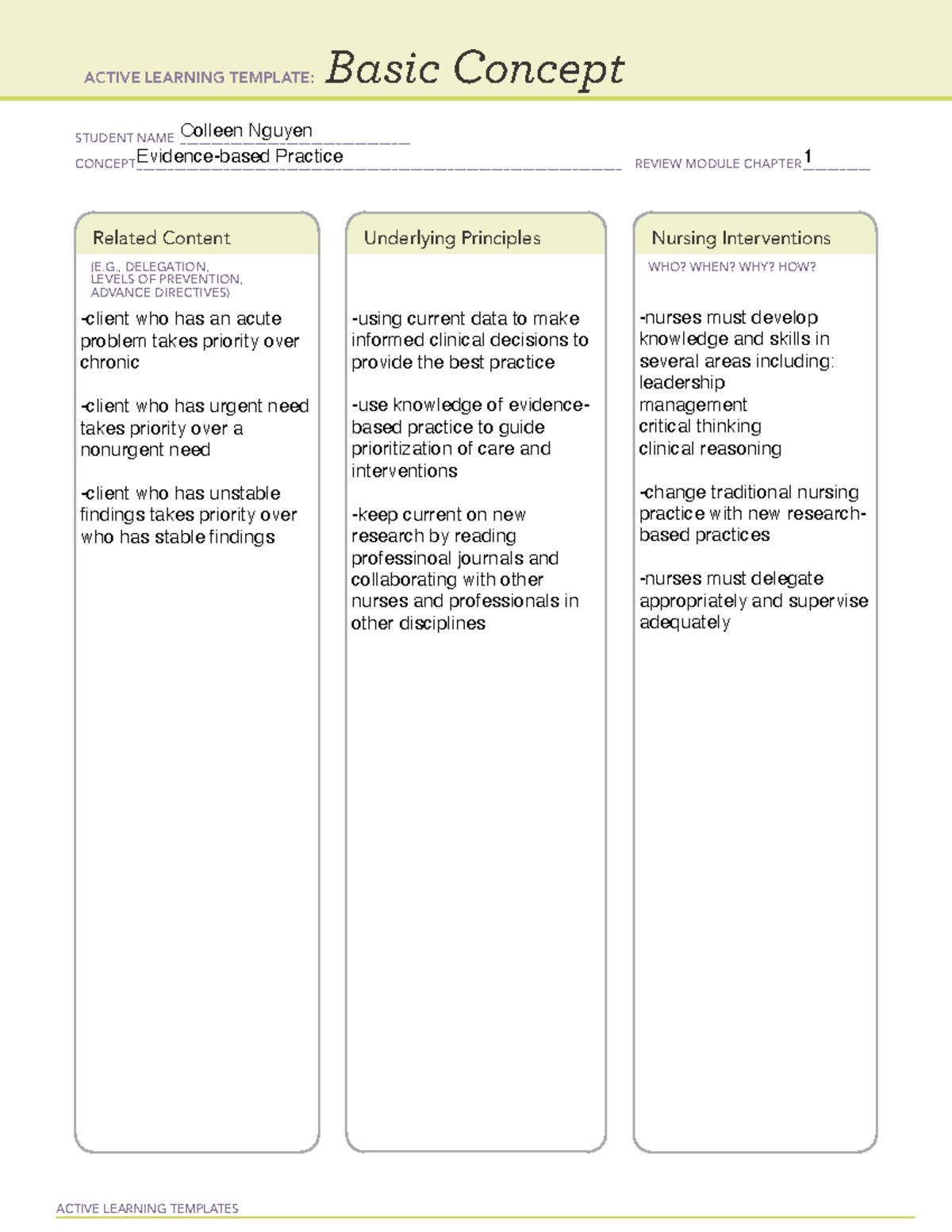 Basic Concept NUR 355 - ACTIVE LEARNING TEMPLATES Basic Concept STUDENT ...
