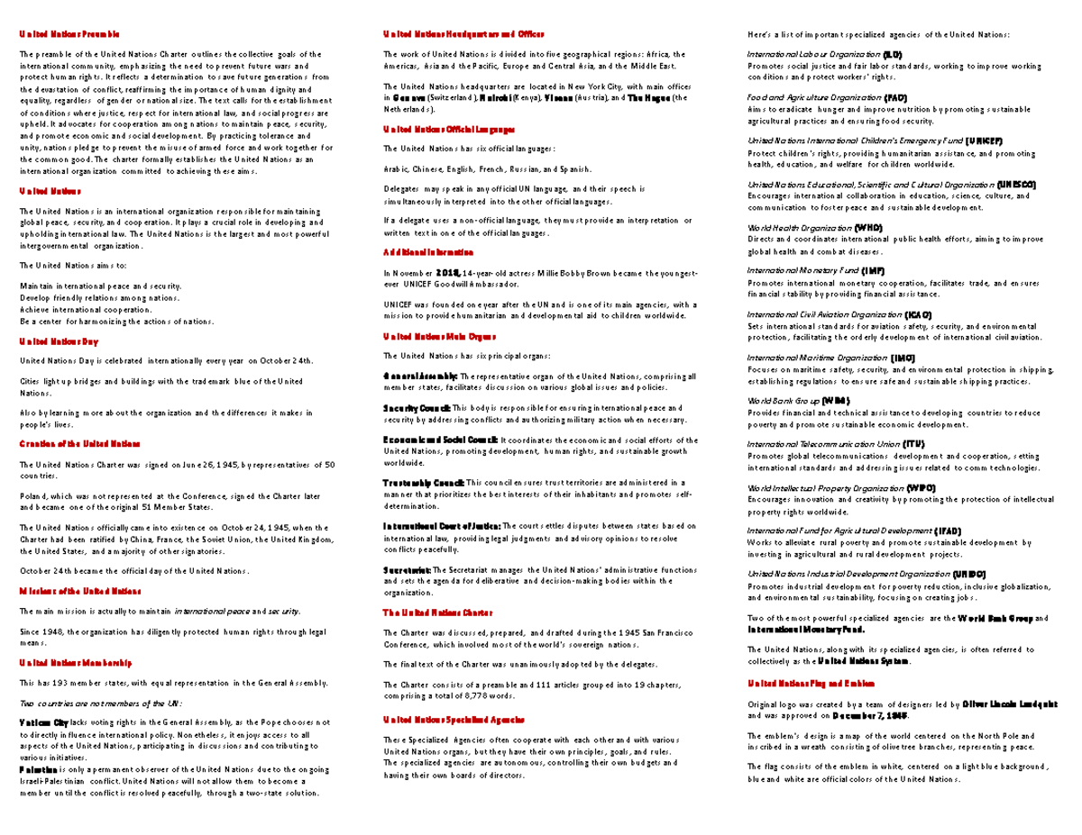 UN- Report - U n i ted Nations Preamble The preamble of the United ...