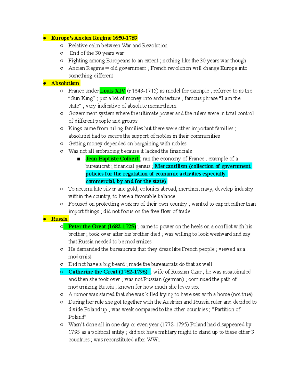 Acien regime - Europe’s Ancien Regime 1650- Relative calm between War ...