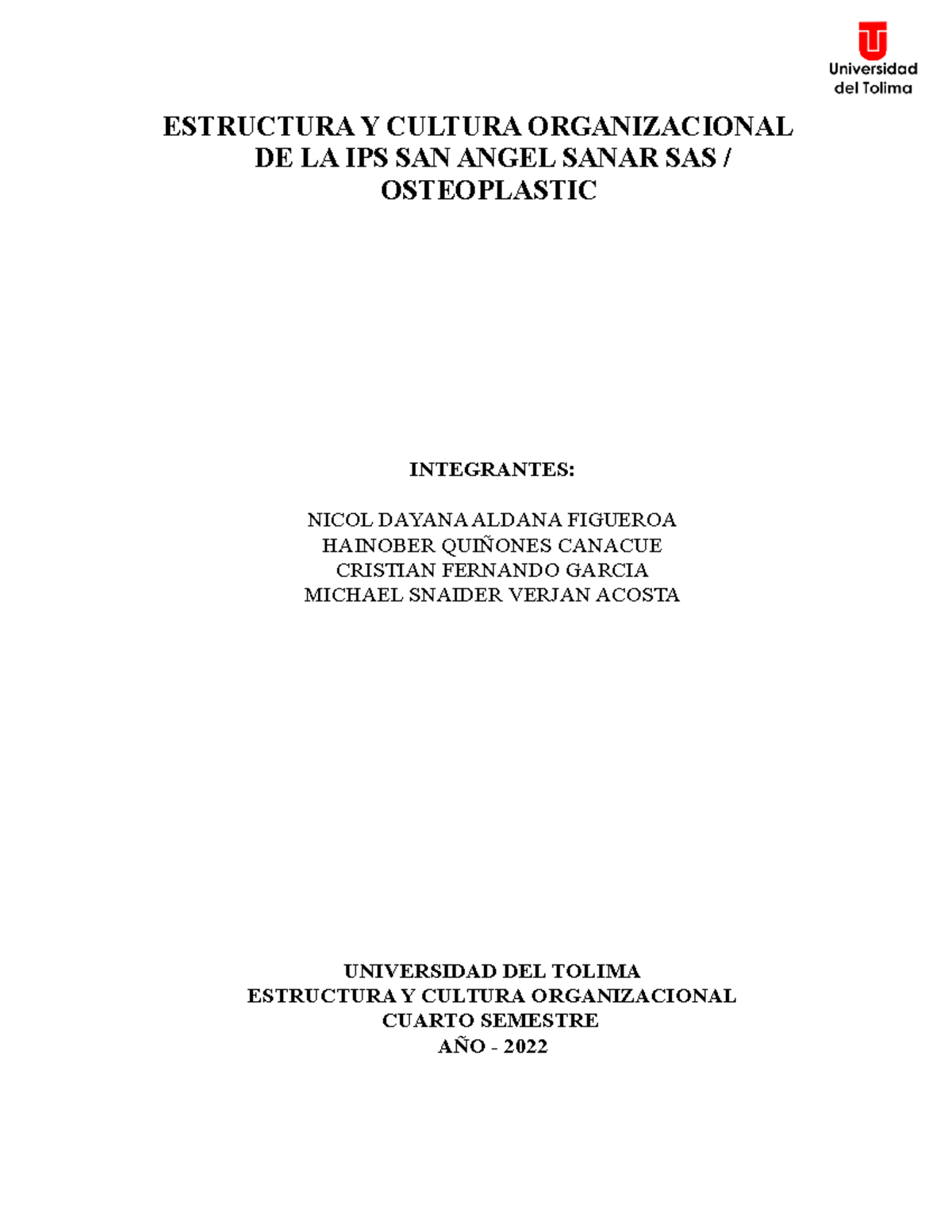 Trabajo Final de Estructura y Cultura Organizacional - ESTRUCTURA Y ...