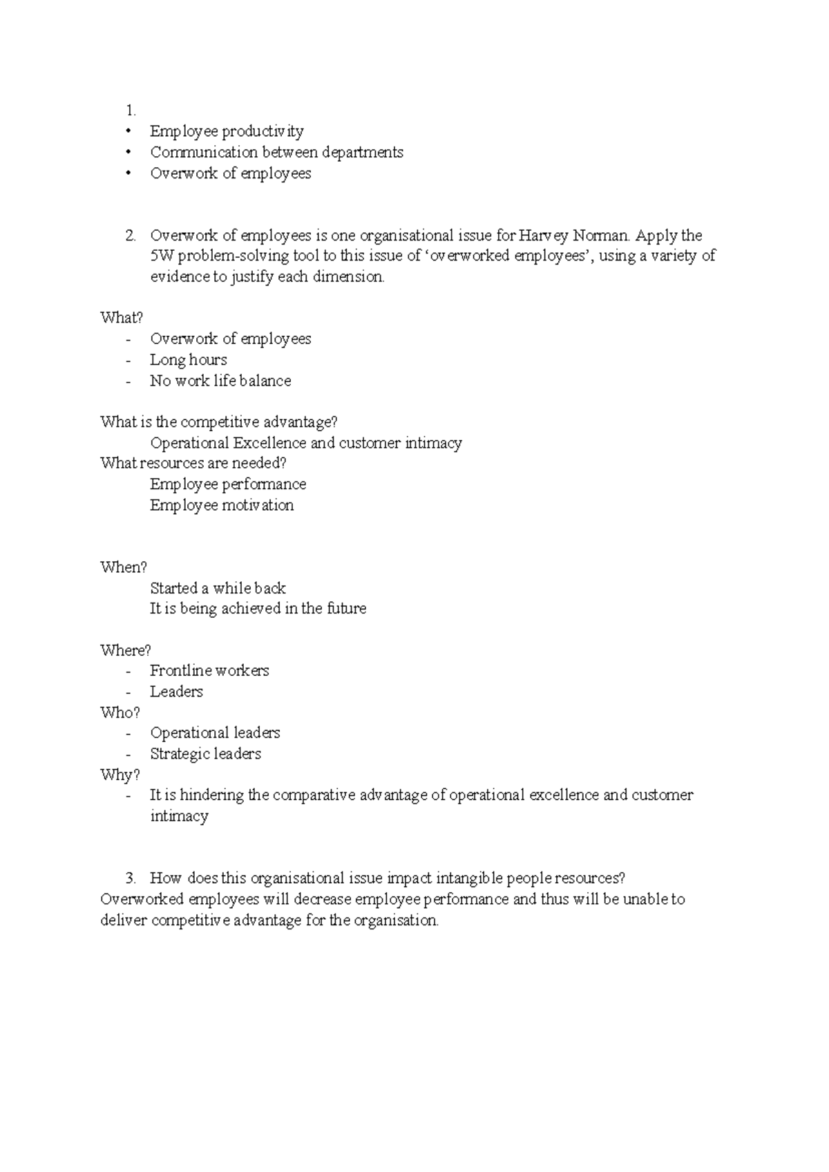 W2 Tut Questions - 1. Employee productivity Communication between ...