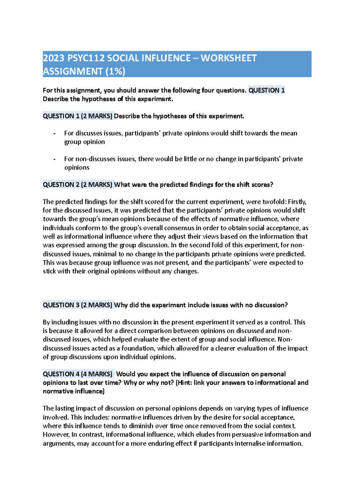 2023 PSYC112 Social Influence - 2023 PSYC112 SOCIAL INFLUENCE ...