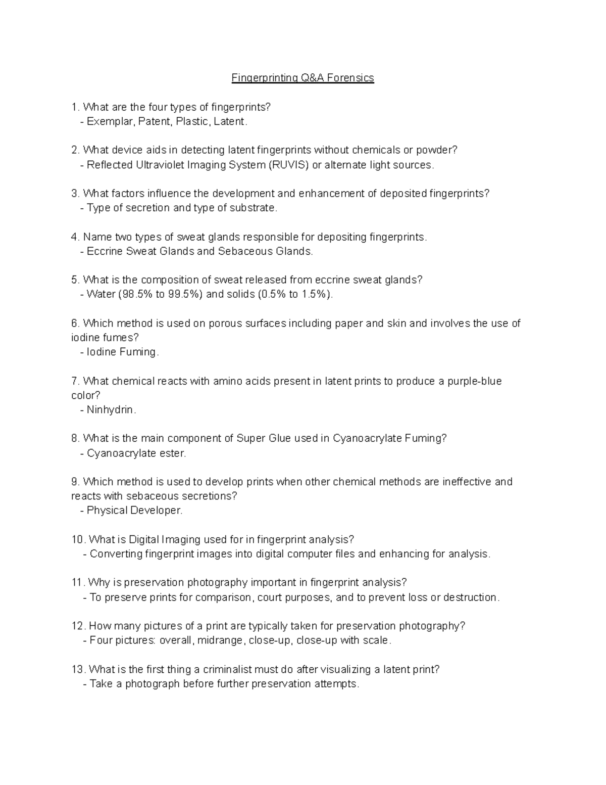 Fingerprinting Q&A Forensics - Fingerprinting Q&A Forensics What are ...