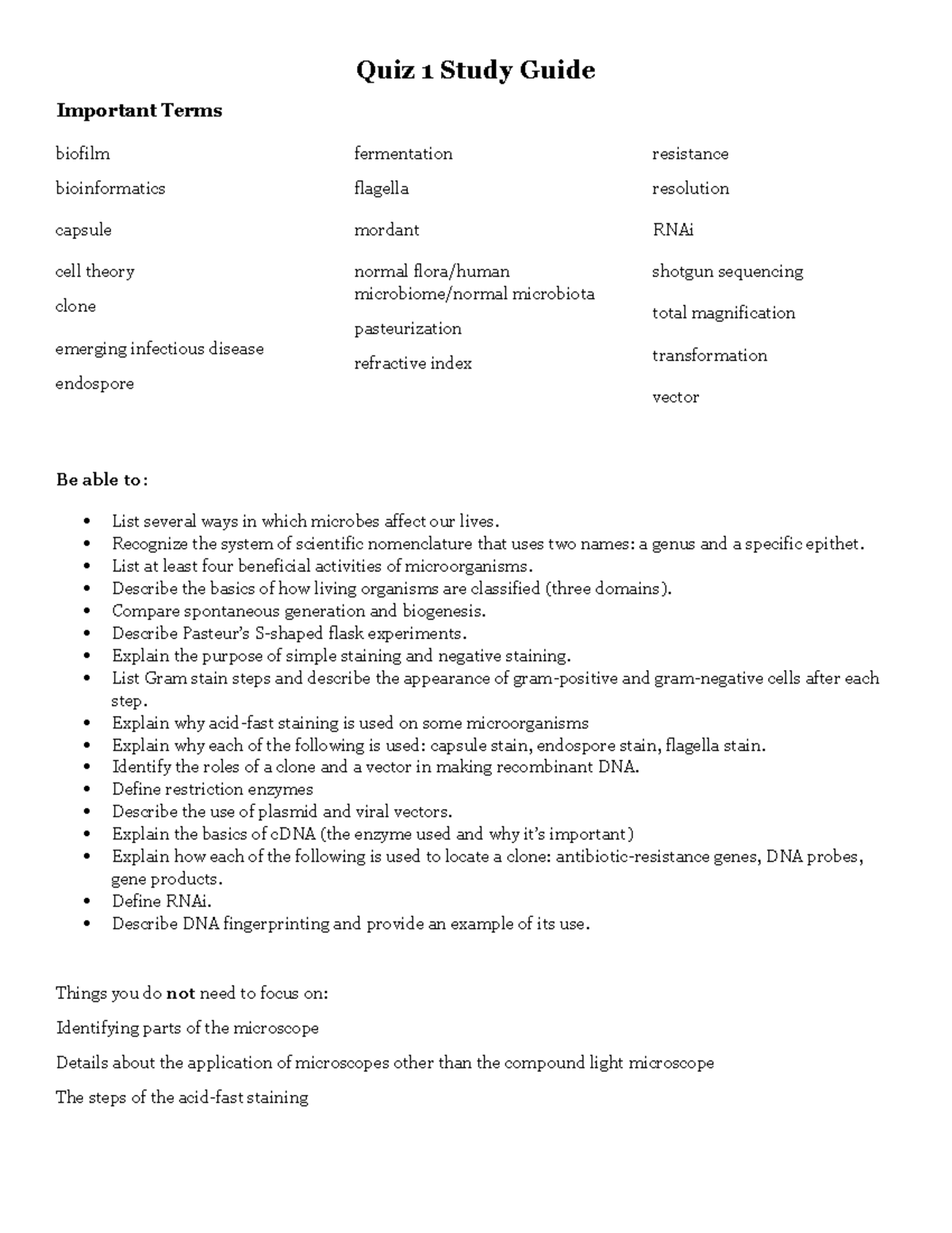 Quiz 1 Study Guide - Week 1 Learning Activity - Quiz 1 Study Guide ...