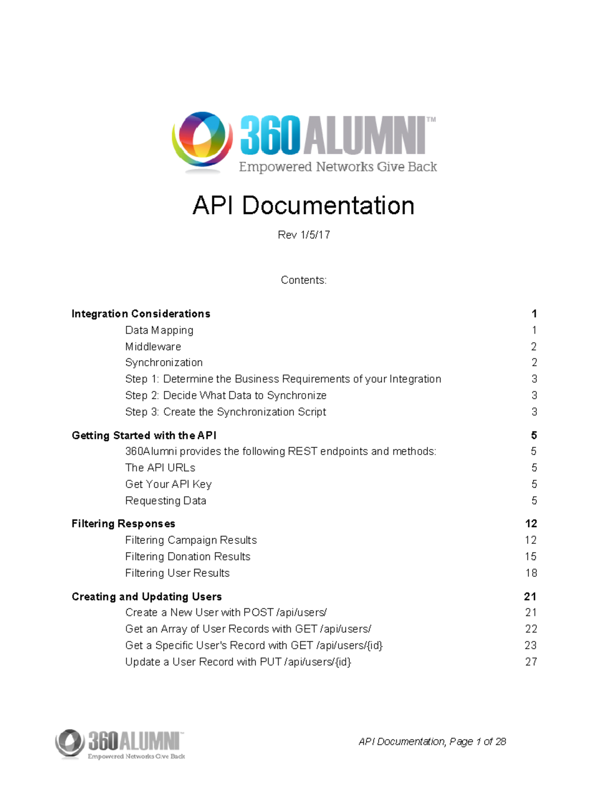 API Documentation - Documentación de API - API Documentation - Rev 1/5 ...