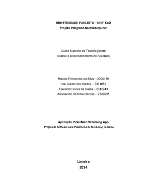 PIM VIII UNIP - ADS - UNIVERSIDADE PAULISTA - UNIP PROJETO INTEGRADO ...