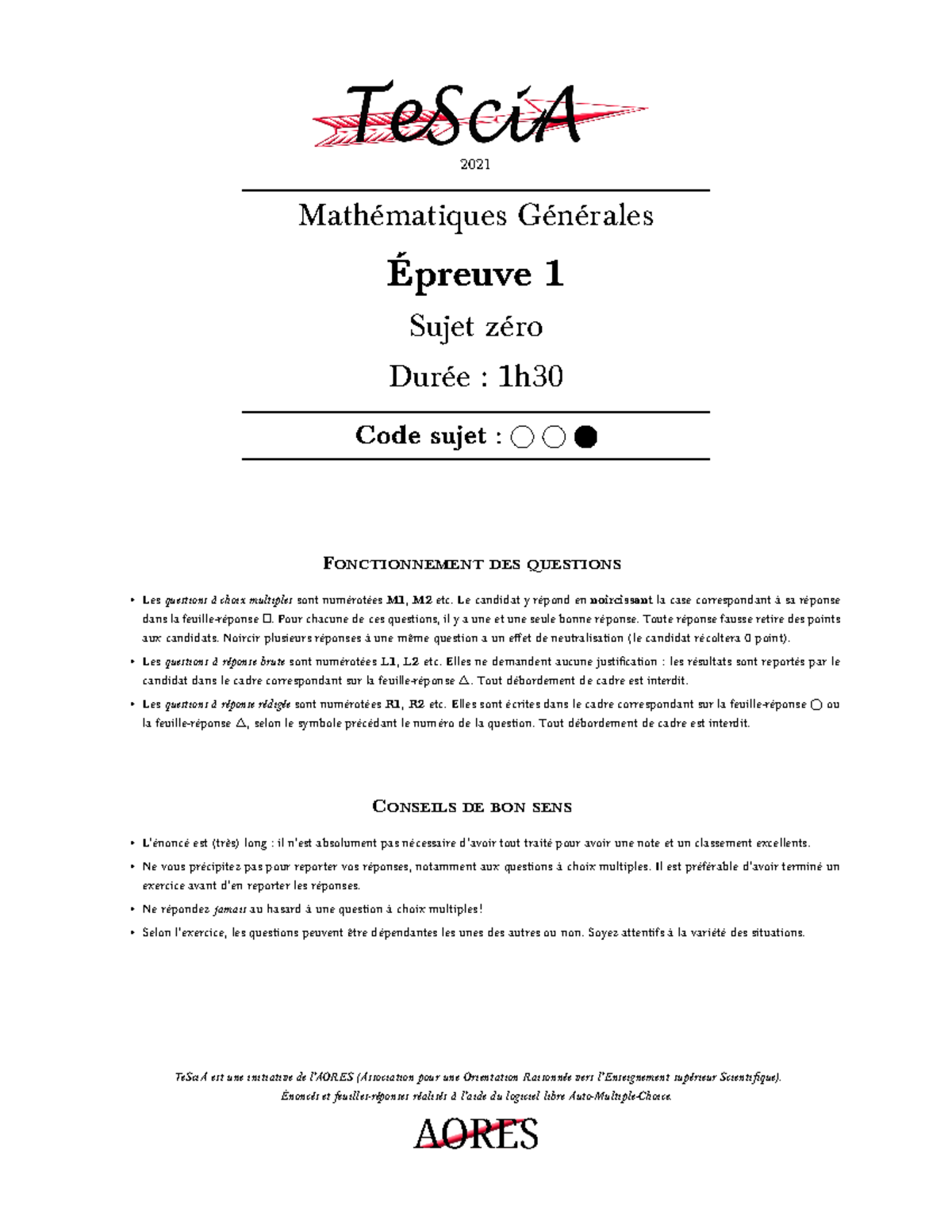 MG2021Enonce - maths - 2021 Mathématiques Générales Épreuve 1 Sujet ...