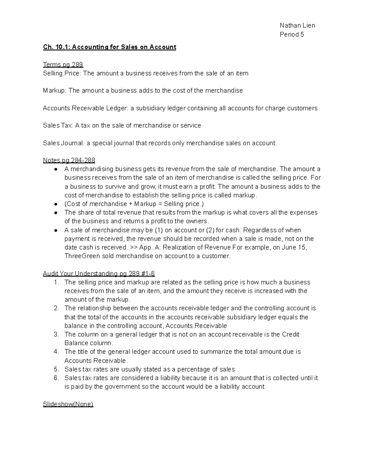 Ch 10 Period 5 - Accounting notes - Period 5 Ch. 10: Accounting for ...