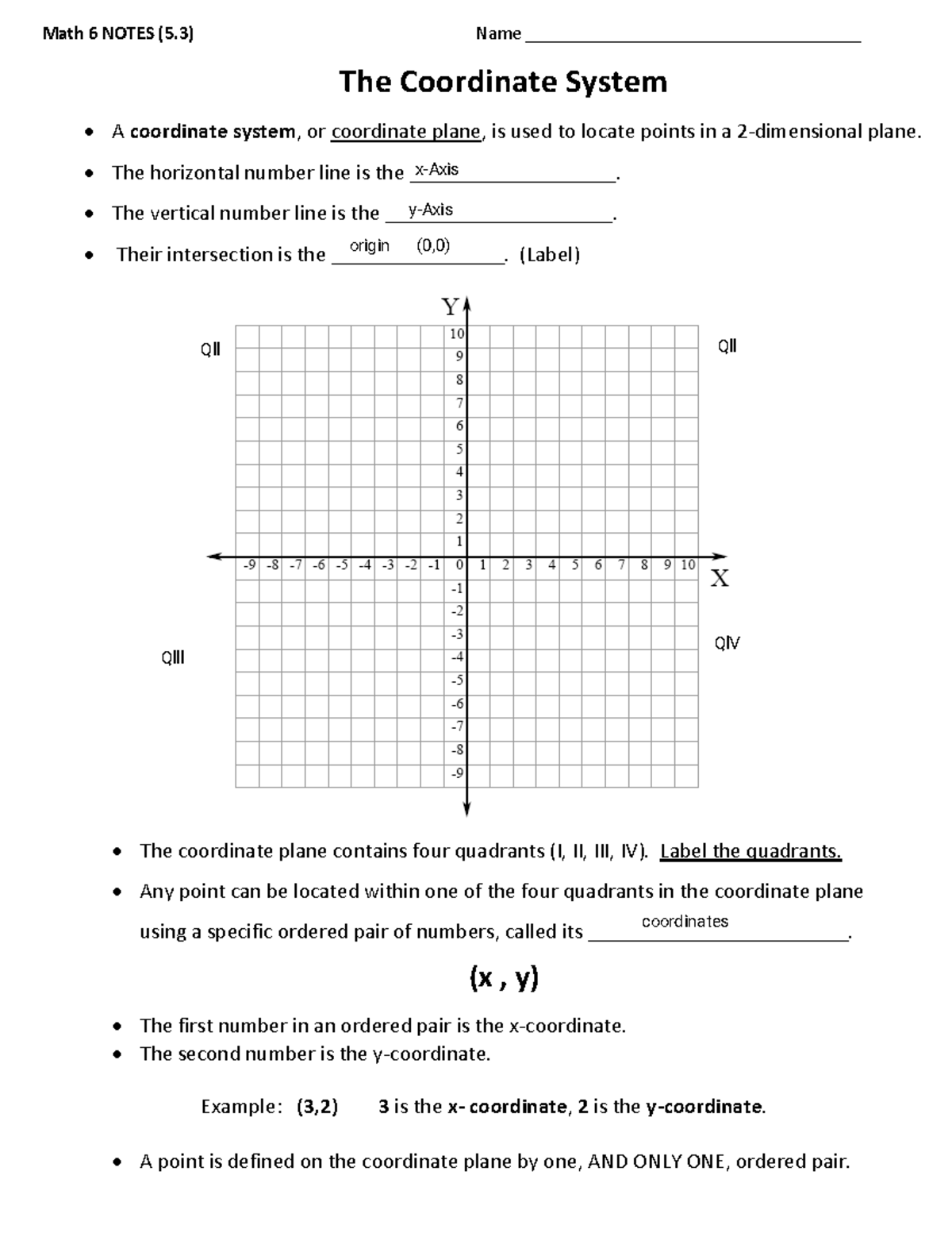 Kami Export - r - coordinate plane practice packet - Math 6 NOTES (5 ...