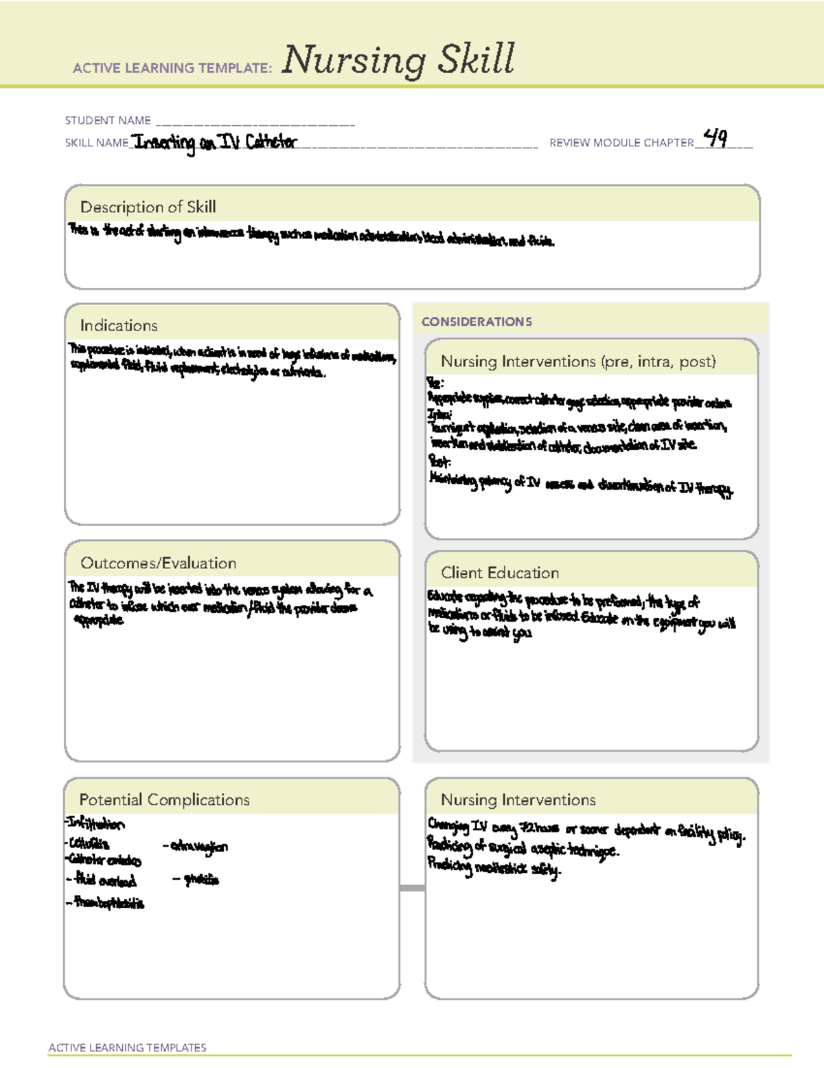 Temp 7 Nursing Skill Inserting an IV Catheter - ACTIVE LEARNING ...