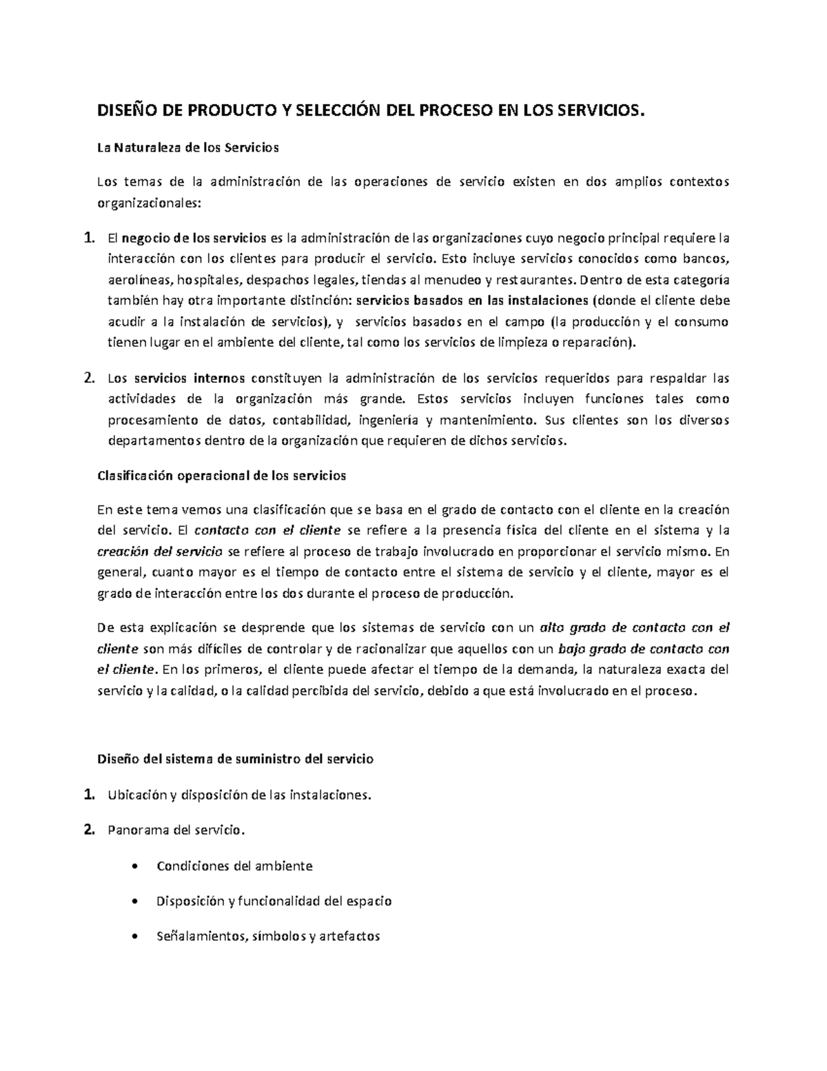 Material Unidad IV Produccion - DISE—O DE PRODUCTO Y SELECCI”N DEL PROCESO EN LOS SERVICIOS. La ...