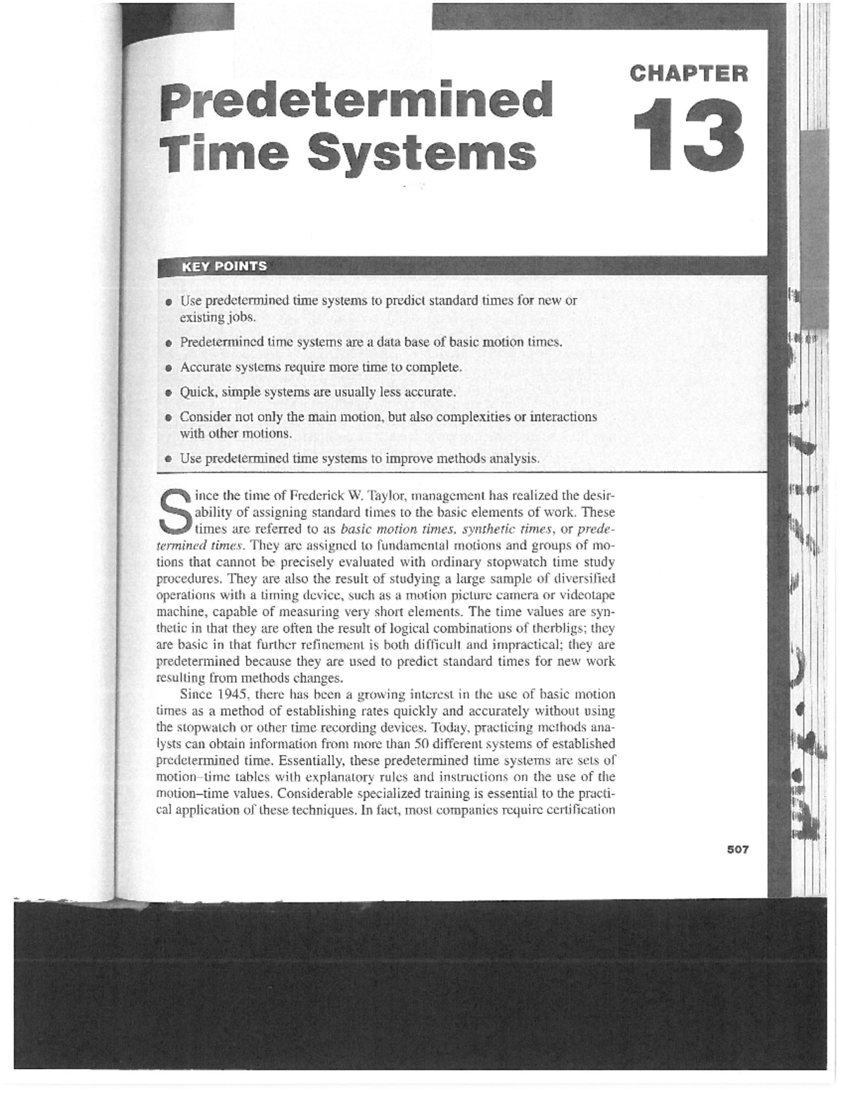 Chapter 13 Predetermined Time Systems ISEN600 - Studocu