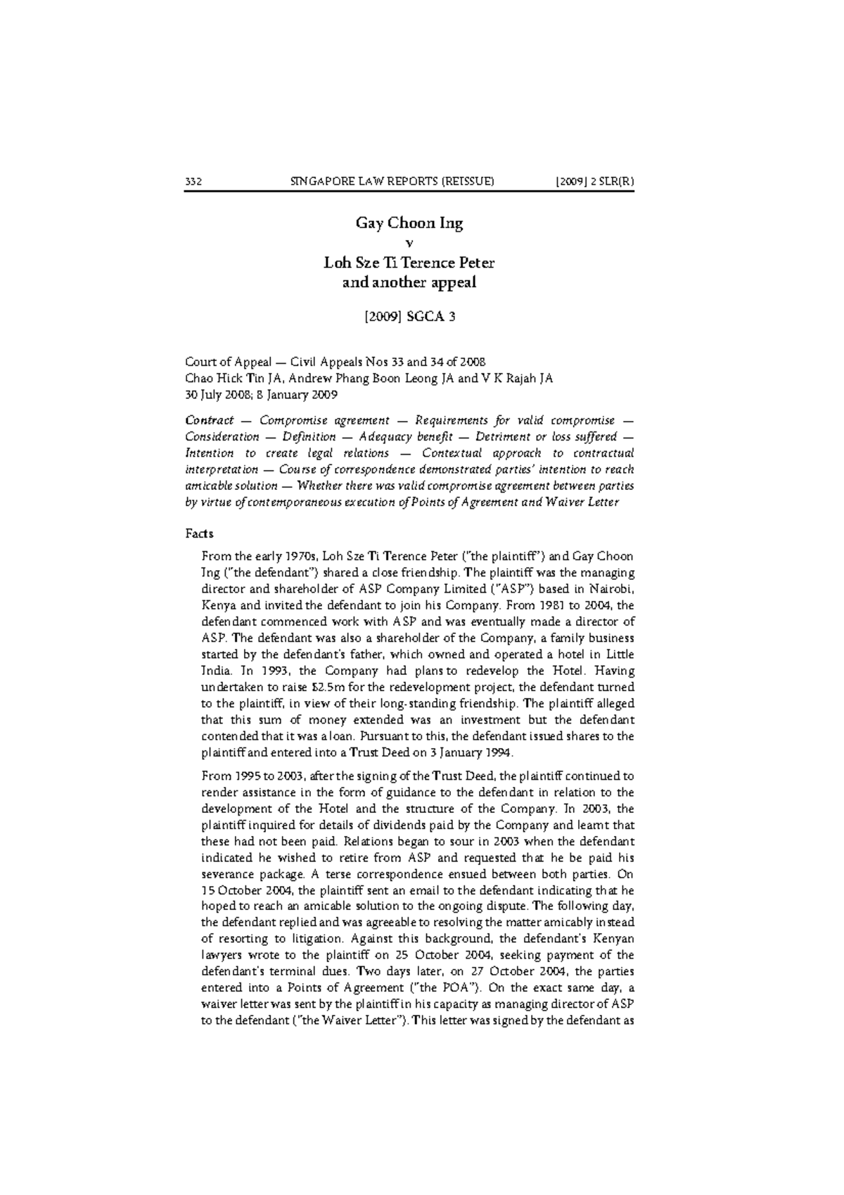 Gay Choon Ing v Loh Sze Ti Terence Peter and another appeal [2009 ] 2 ...