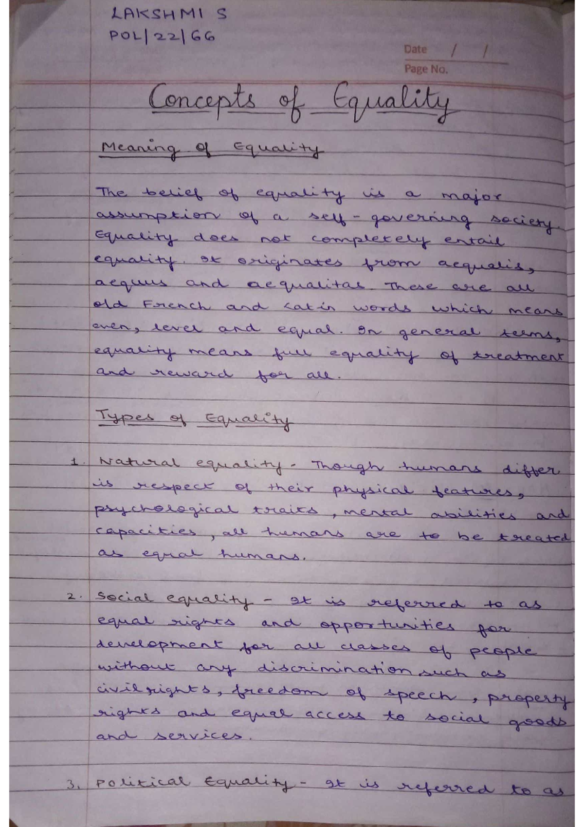 Concepts of equality - Political science - Studocu