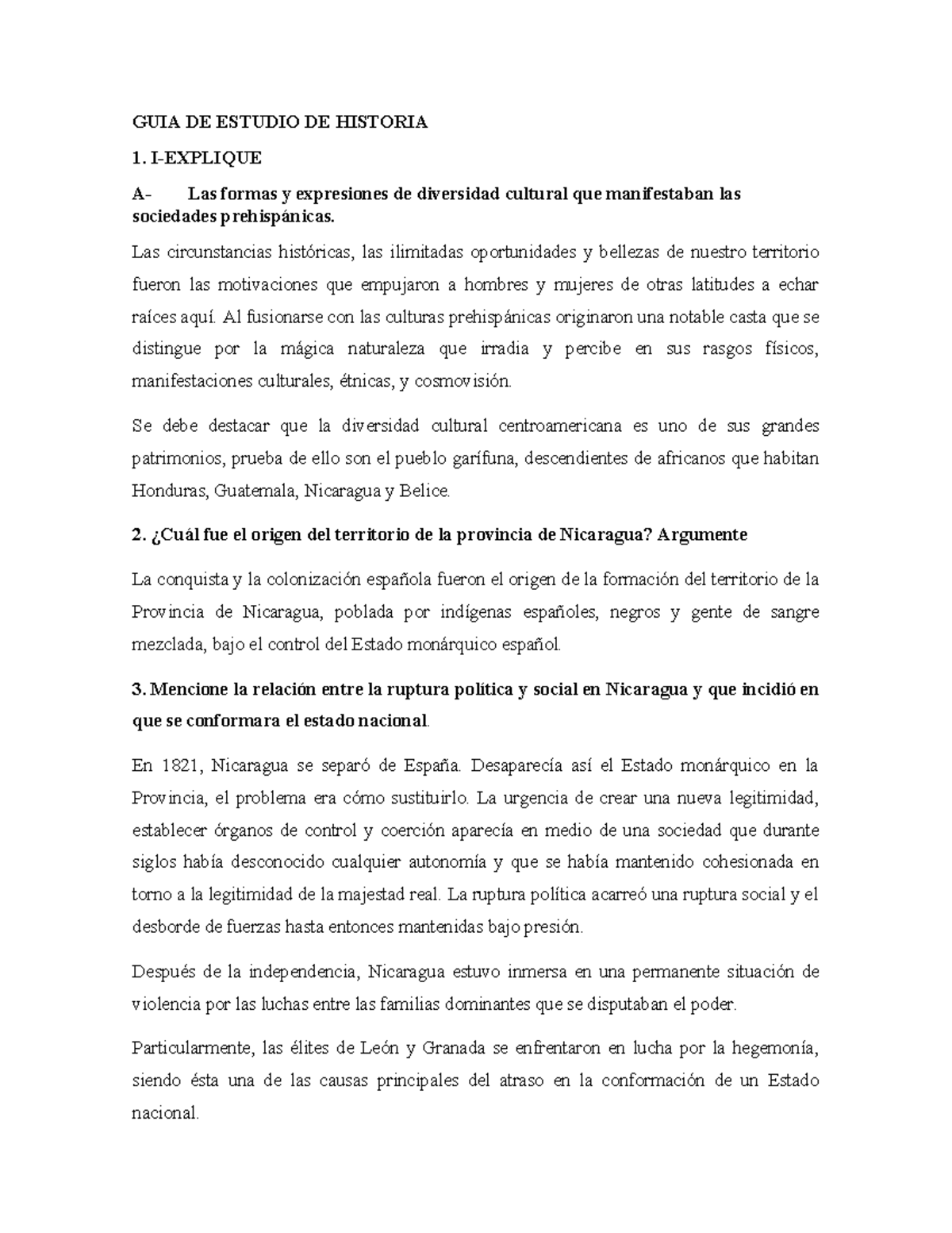 GUIA DE Estudio DE Historia Convocatoria II - GUIA DE ESTUDIO DE ...