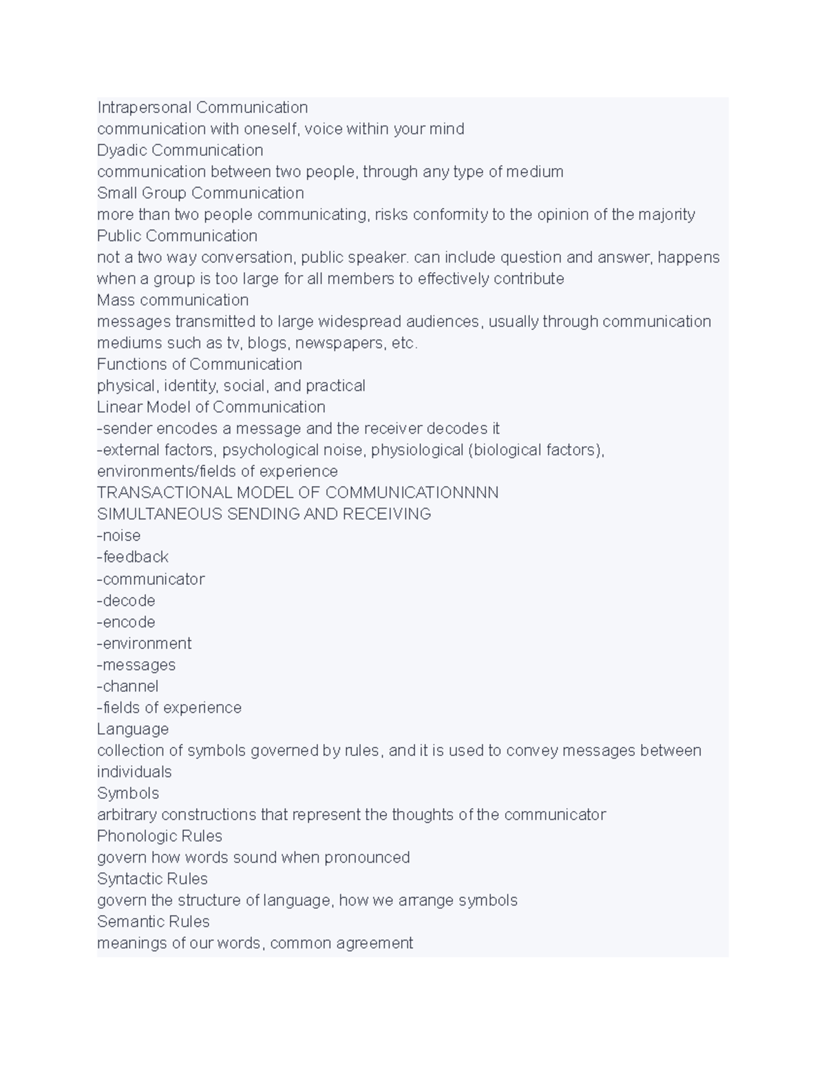 Coms notes 101 professor alban - Intrapersonal Communication ...