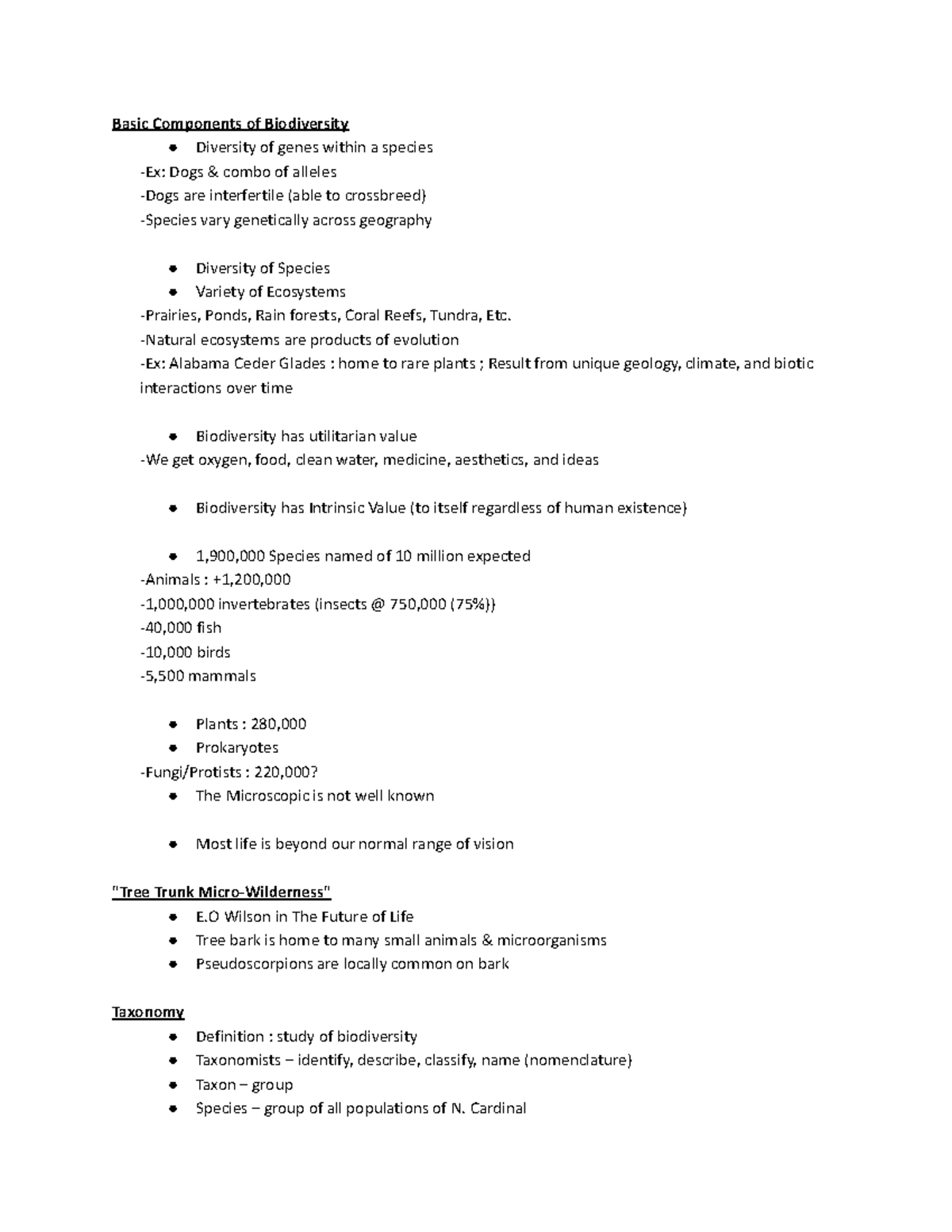 Biodiversity Lecture Notes - Google Docs - Basic Components of ...