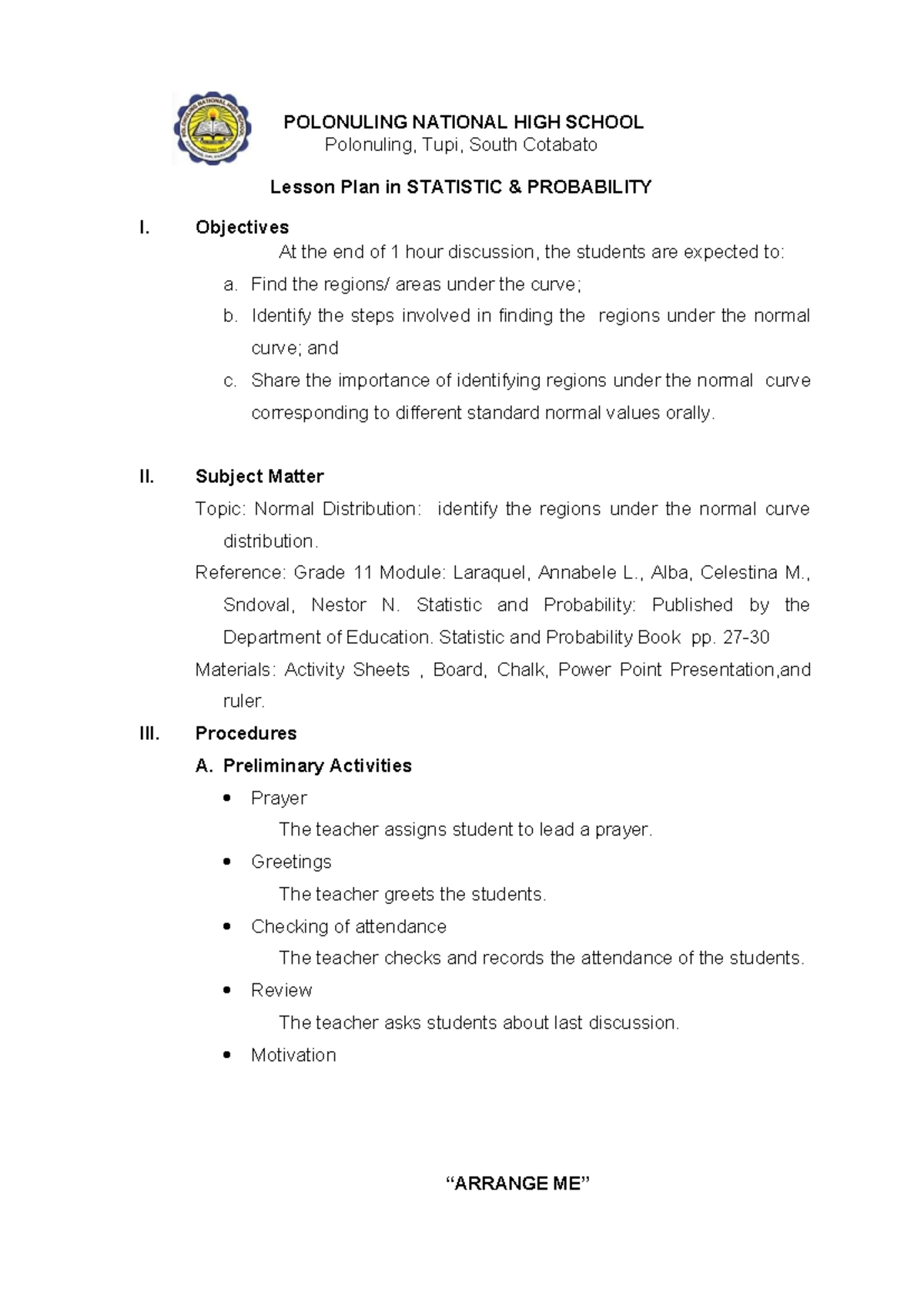 Area of z - YOU CAN USE THIS ON YOUR ACADEMIC PURPOSES - POLONULING ...