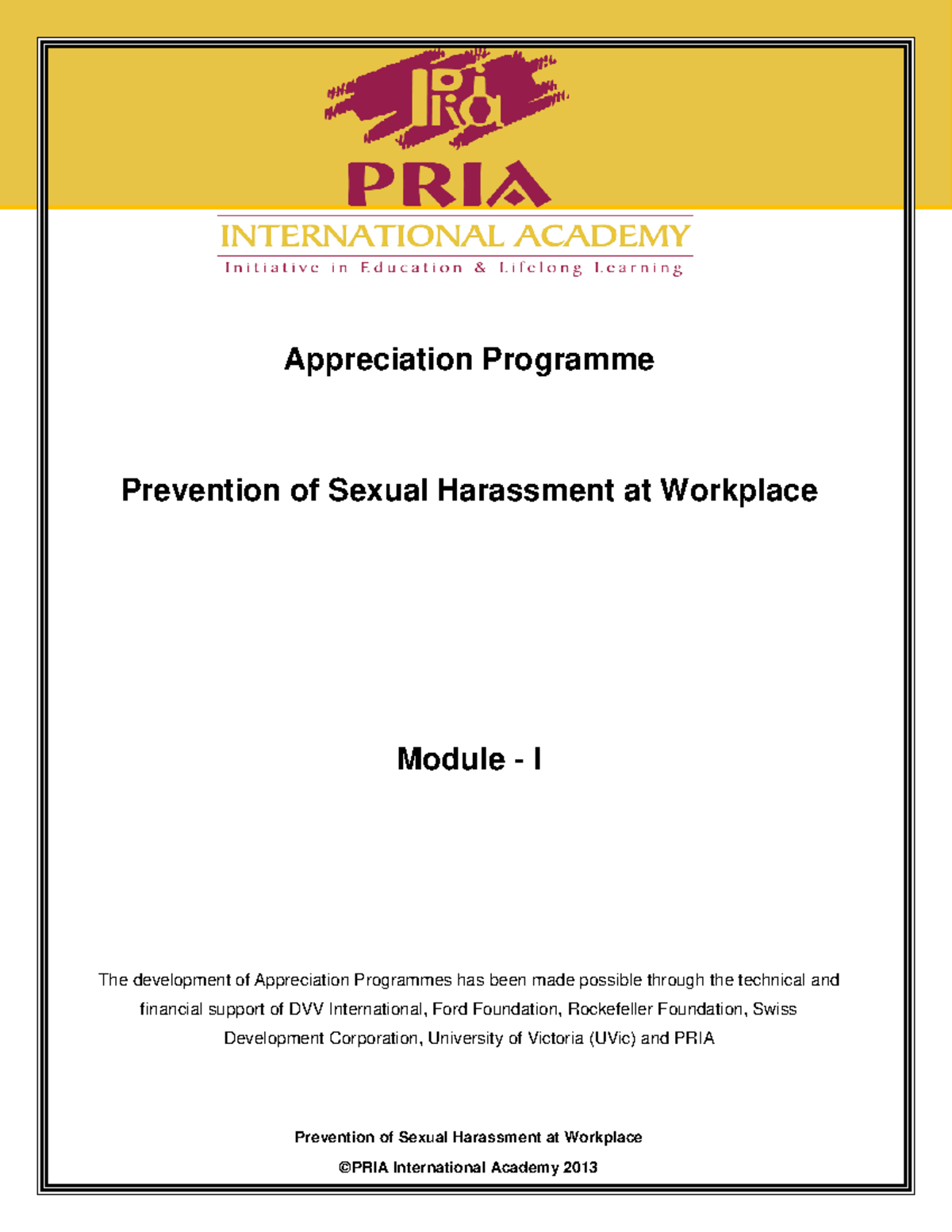 Module I Understanding the gender in Workplace-formatted - Prevention ...