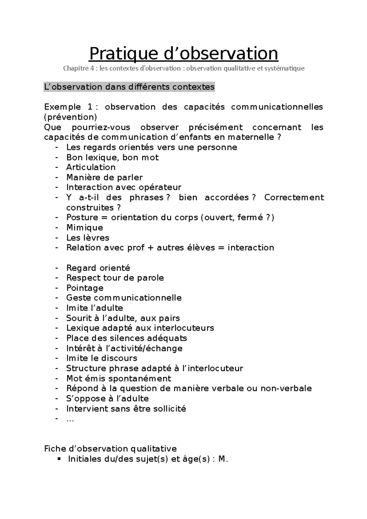 Pratique d'observation chapitre 4 - Pratique d’observation Chapitre 4 ...