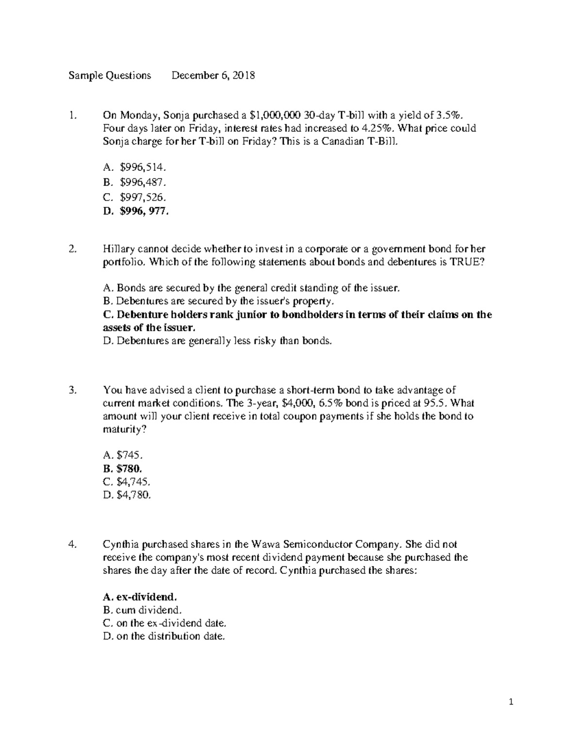 Sample-Midterm-Exam- Answers for Options, Futures and Swaps - Sample ...