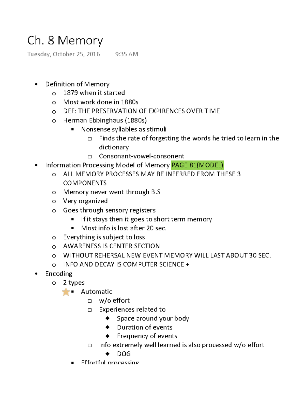 Psy1012 Ch 8 Memory Lecture Notes 8 Warning Tt Undefined Function 32 Definition Of