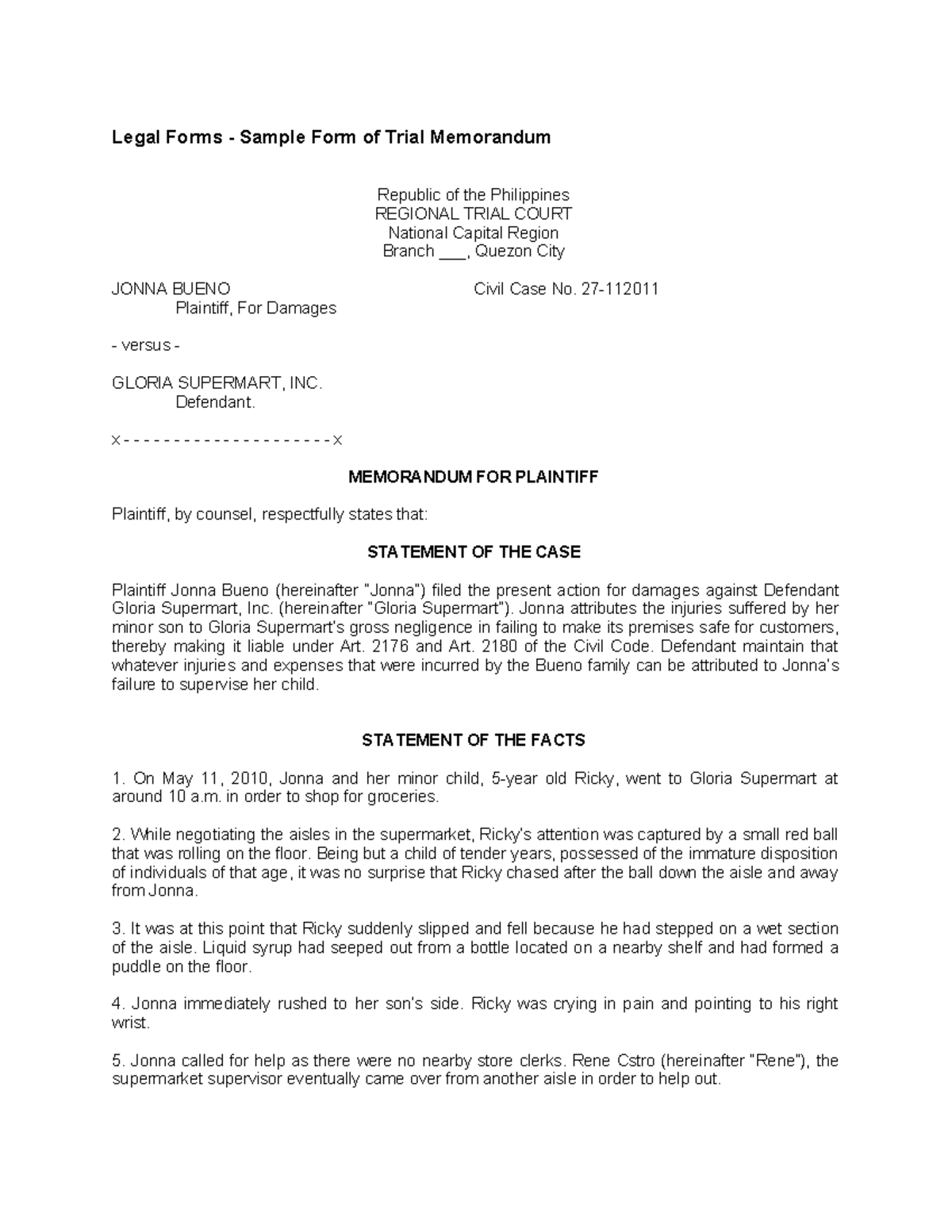 231790230-Legal-Memorandum - Legal Forms - Sample Form of Trial ...