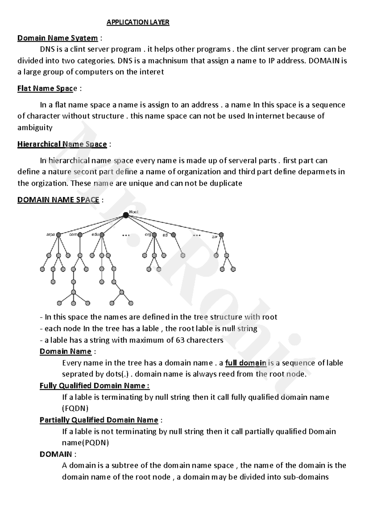 CN CH1-1 - Computer network chapter 1 - APPLICATION LAYER Domain Name ...