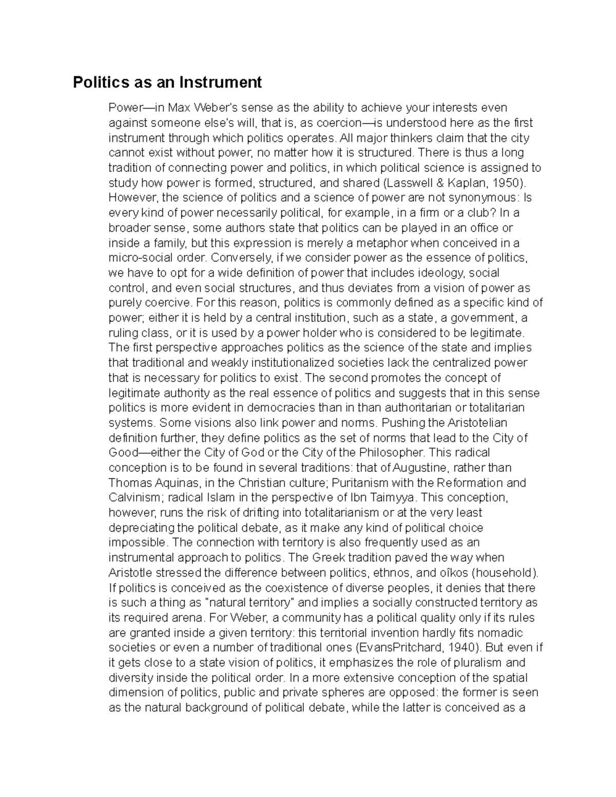 Politics as an Instrument - Politics as an Instrument Power—in Max ...