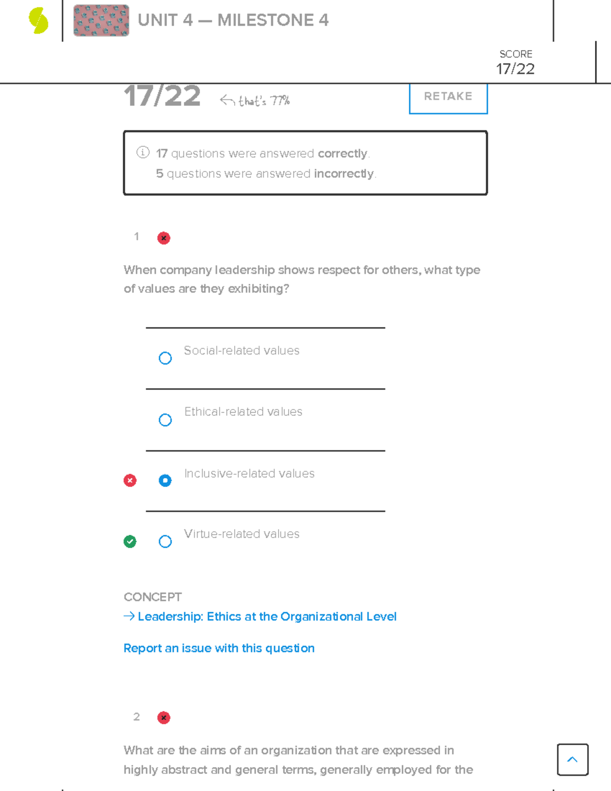 UNIT 4 MILESTONE 4 SCORE RETAKE - Studocu