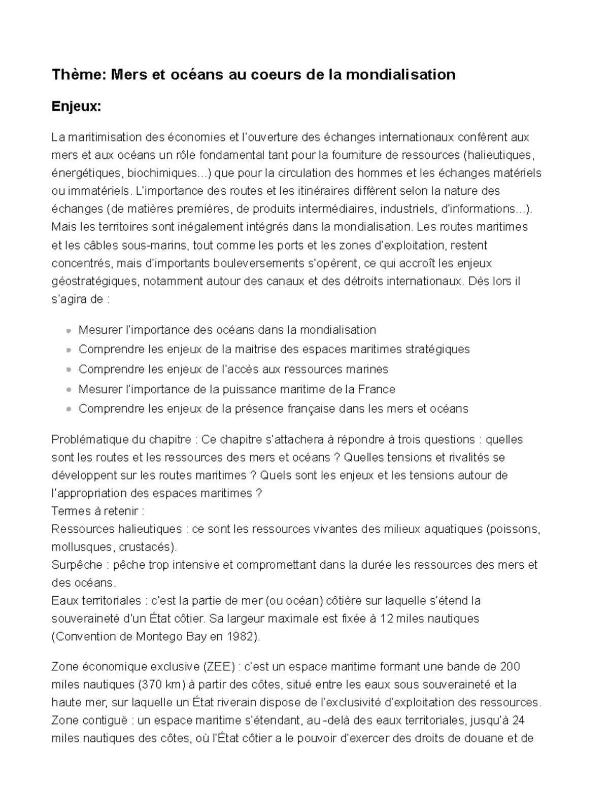 GEO 1 & 2 - La geographie - Thème: Mers et océans au coeurs de la ...