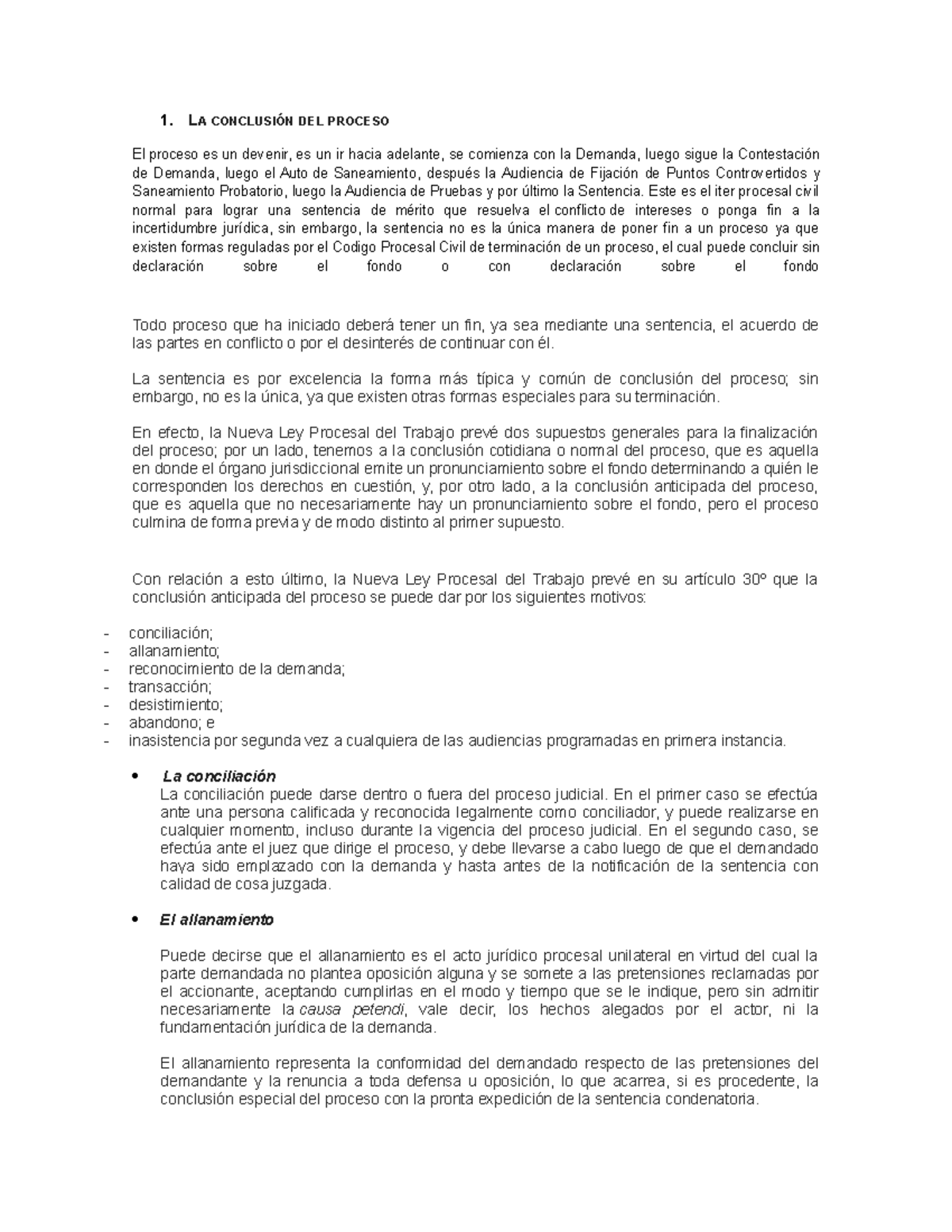 240398085 La Conclusion Del Proceso - 1. LA CONCLUSIÓN DEL PROCESO El ...