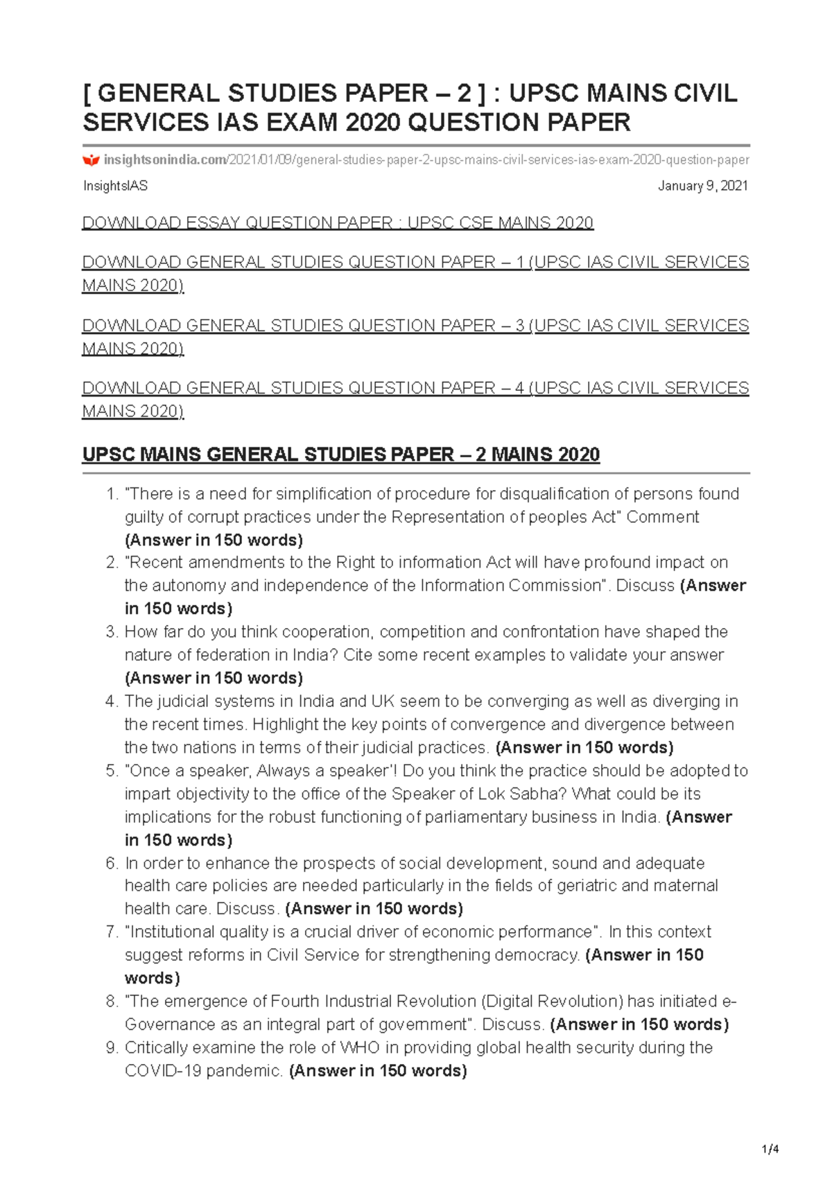 Insightsonindia.com- General Studies Paper 2 UPSC Mains Civil Services ...