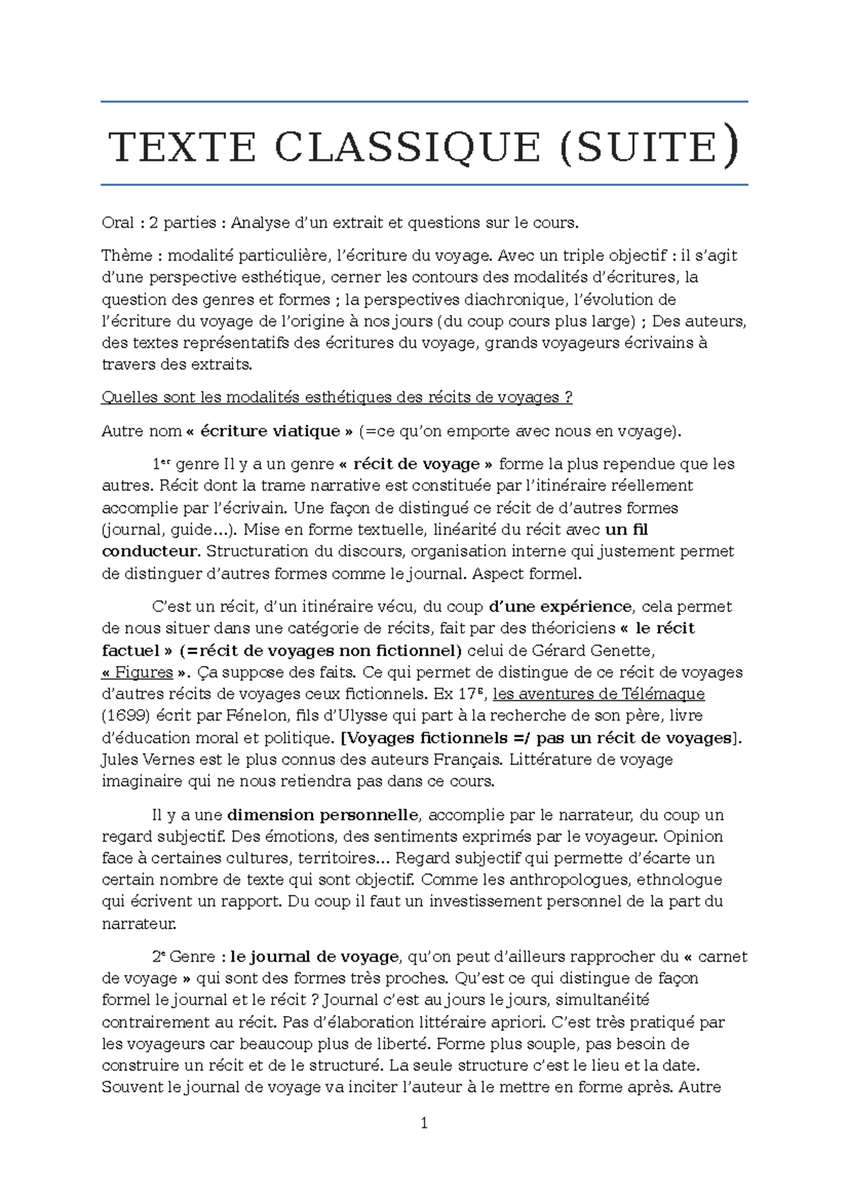 Texte moderne - TEXTE CLASSIQUE (SUITE) Oral : 2 parties : Analyse d’un ...