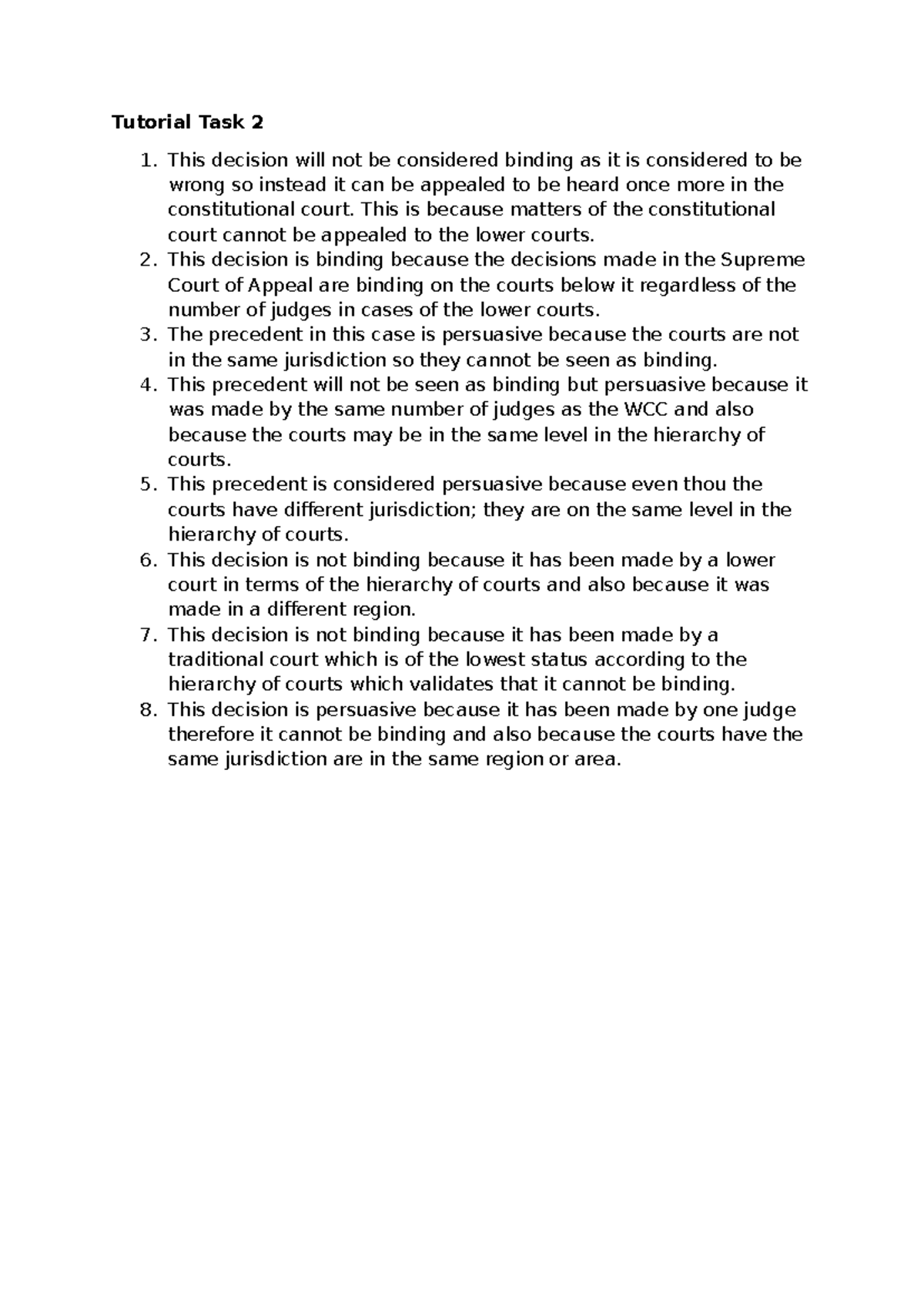 Tutorial guide - Tutorial Task 2 1. This decision will not be considered binding as it is ...