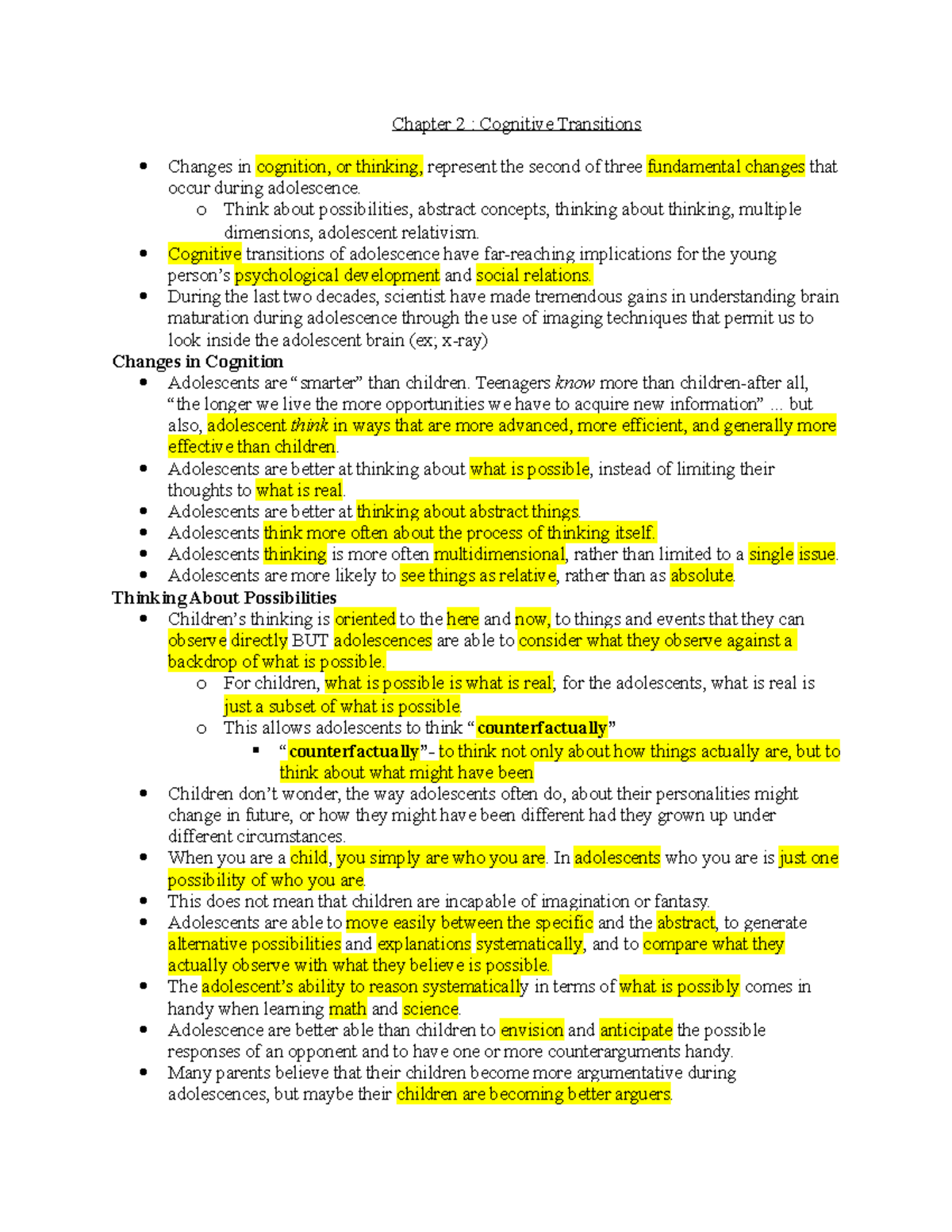 Chapter 2 - Cognitive Transitions - Chapter 2 : Cognitive Transitions ...