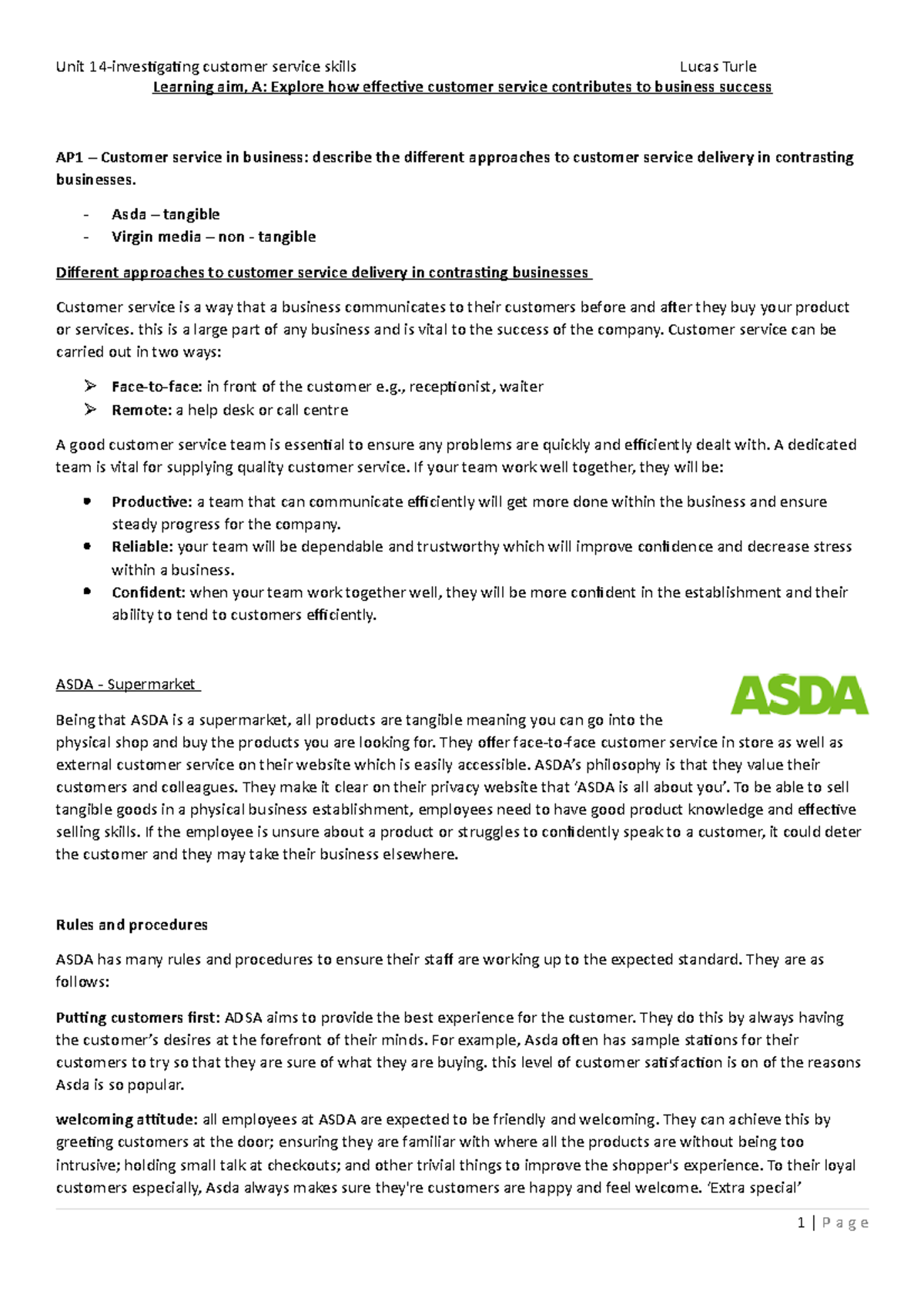Unit 14 - learning aim AB ammendments - Learning aim, A: Explore how ...