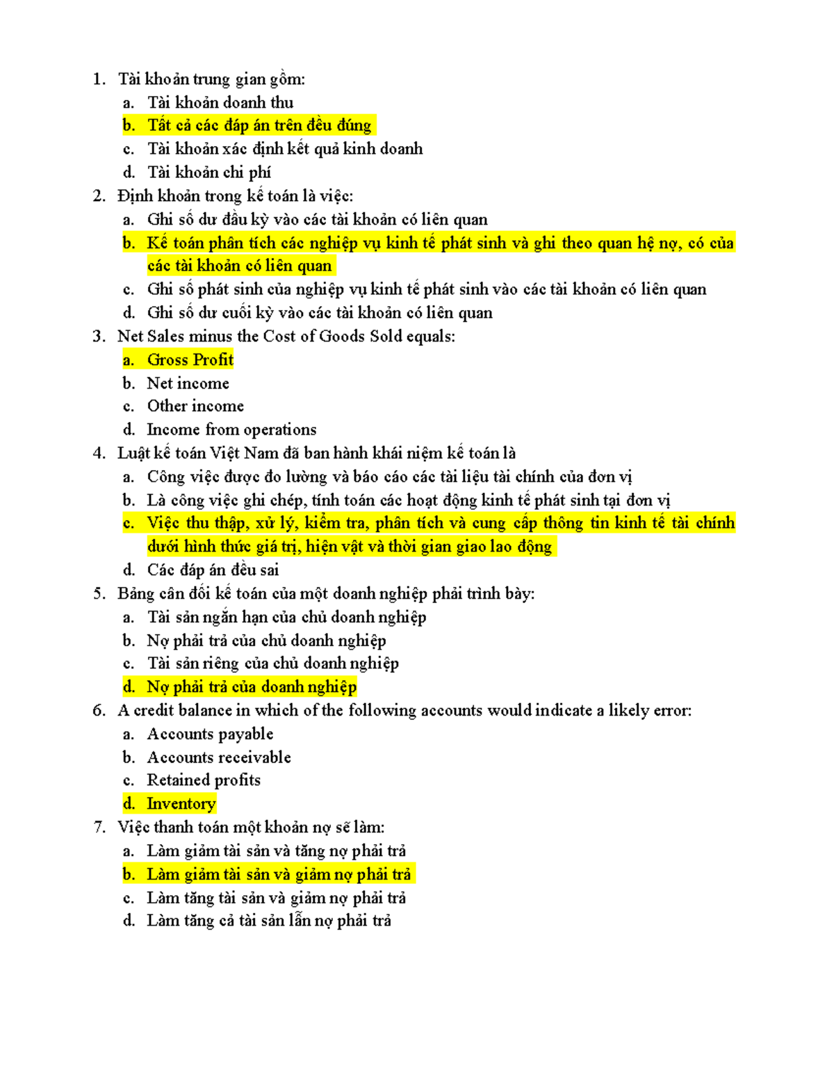 Quiz 1 C1 C3 - jsvdnslndsvndsvnsdlvndslkv - Tài khoản trung gian gồm: a ...