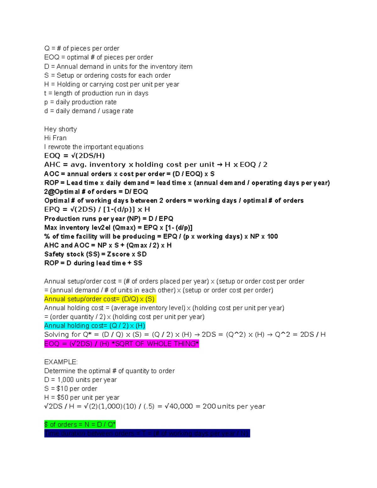 OIM notes exam 3 - Created own OIM Final practice terms for final. - Q ...