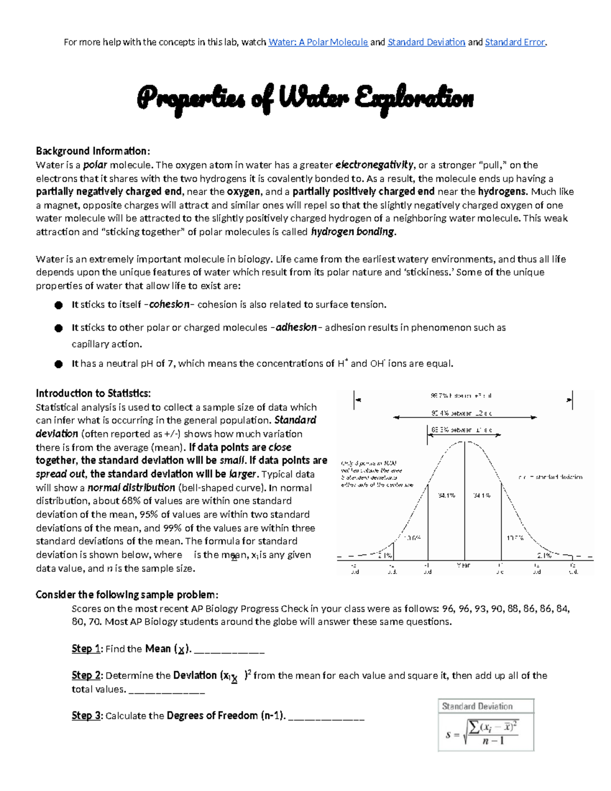 Copy of Properties of Water Exploration - x x x For more help with the ...