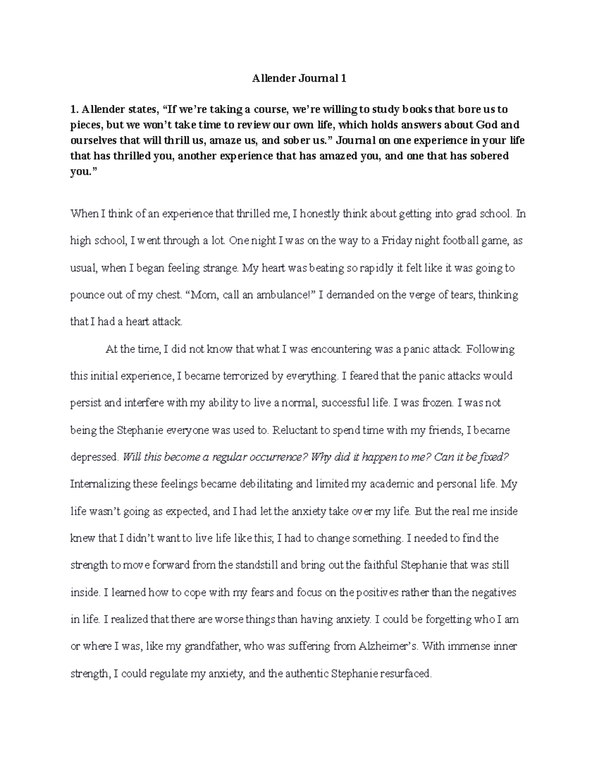 Allender Journal 1 - Studocu