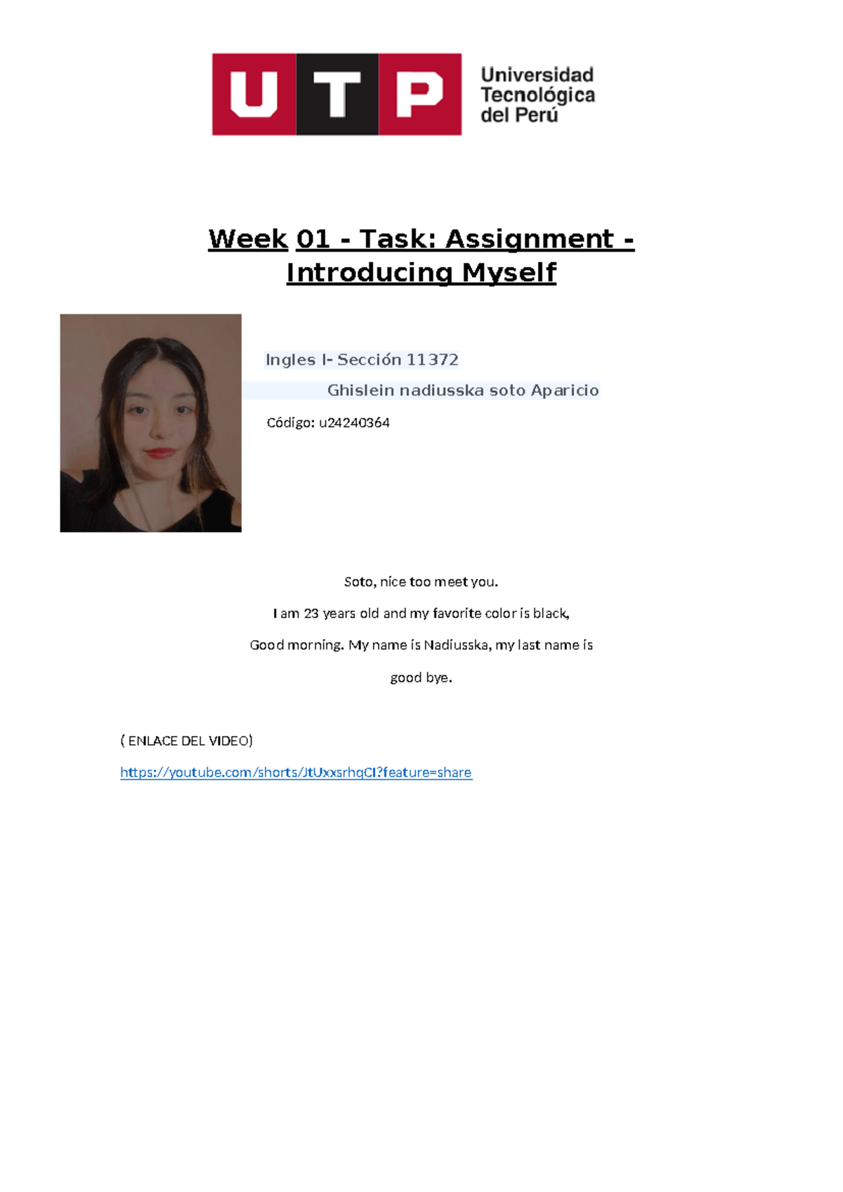 Assignment - Introducing Myself - matemática basica - Week 01 - Task: Assignment - Introducing ...