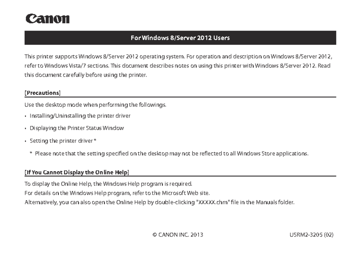 Windows 8 Notice Canon printer - Mechanical 1 - BAUST - StuDocu