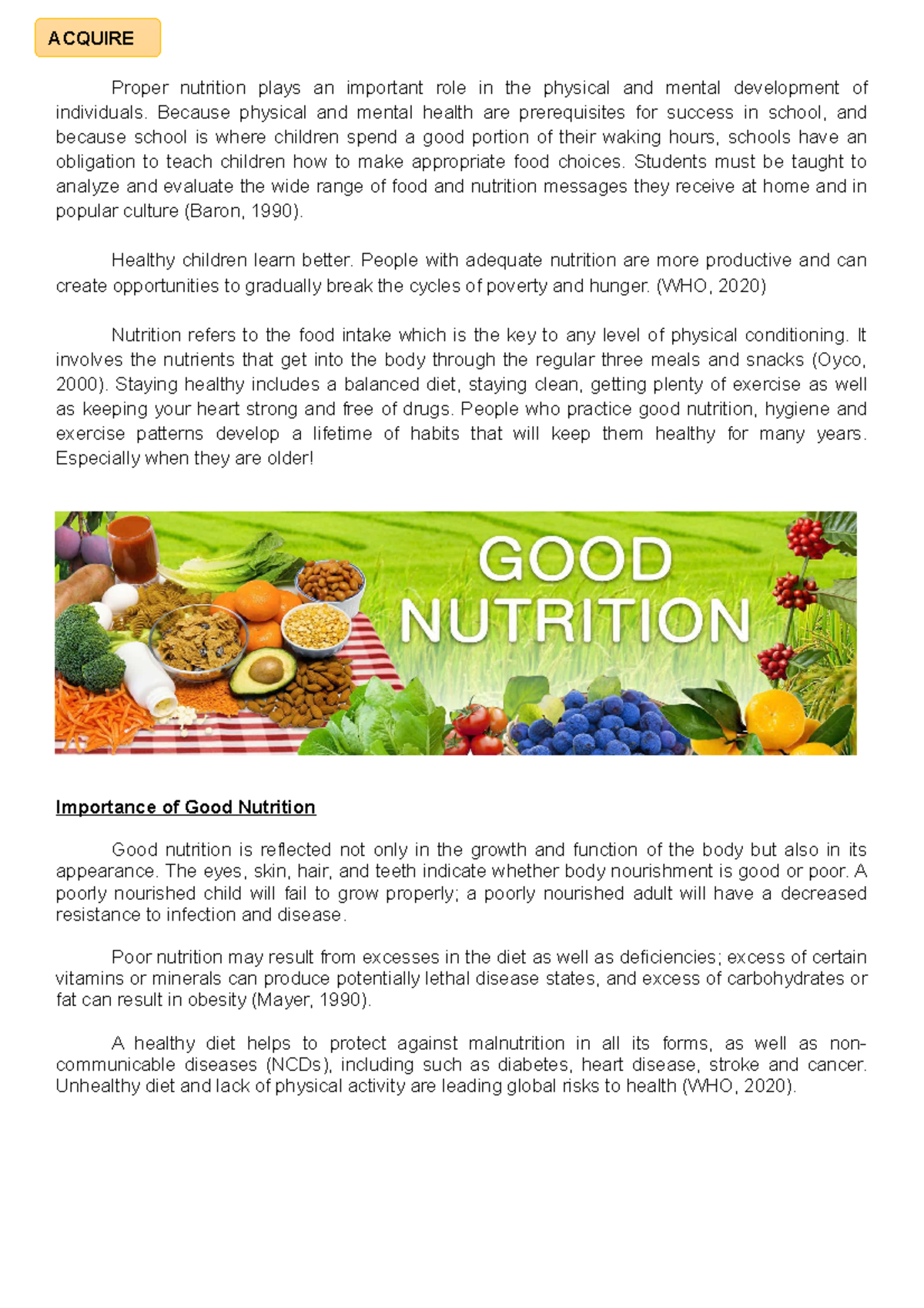 Lesson 3 Acquire - BASIC TERMS USED IN PROPER DIET - Proper nutrition ...