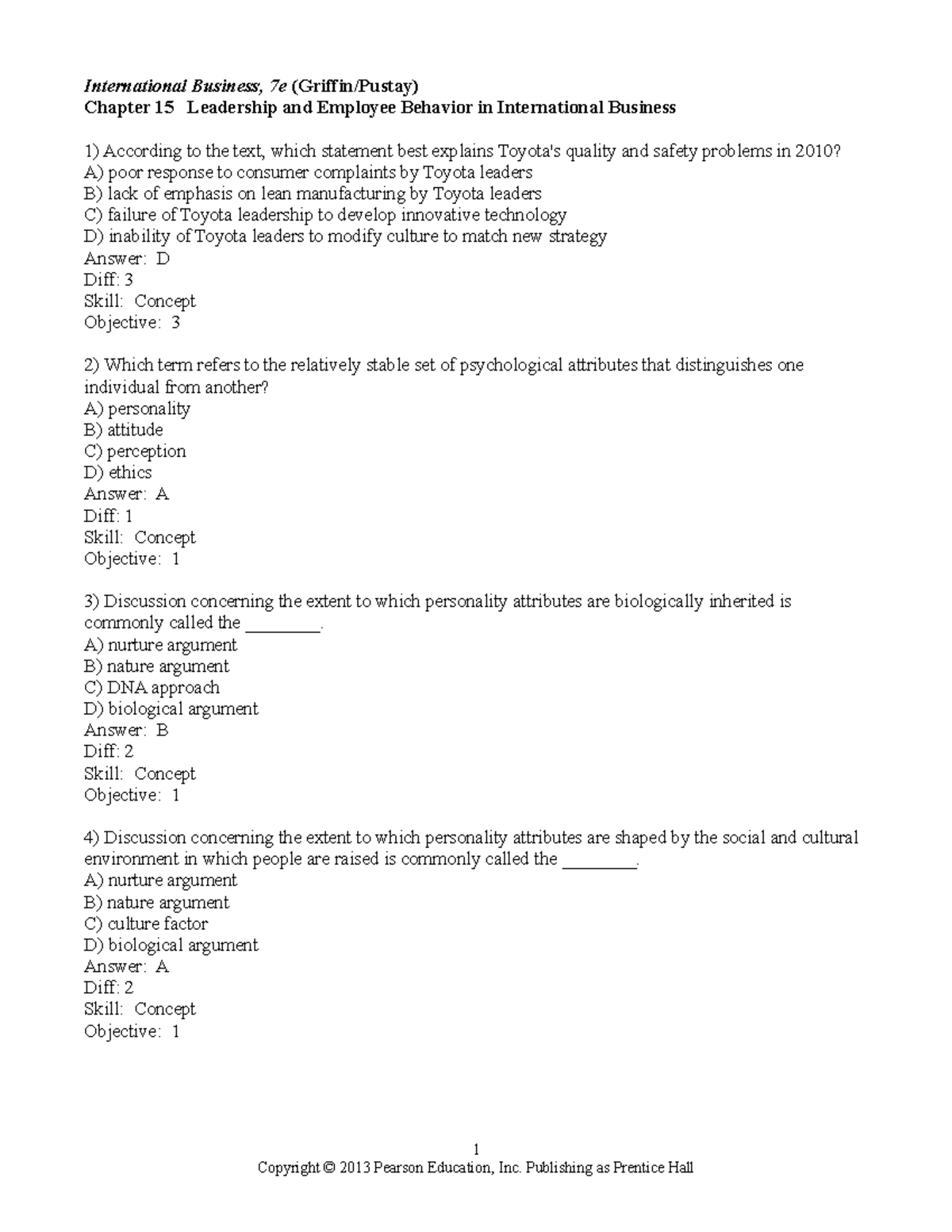 International Business Management test bank Chapter 15 - International ...