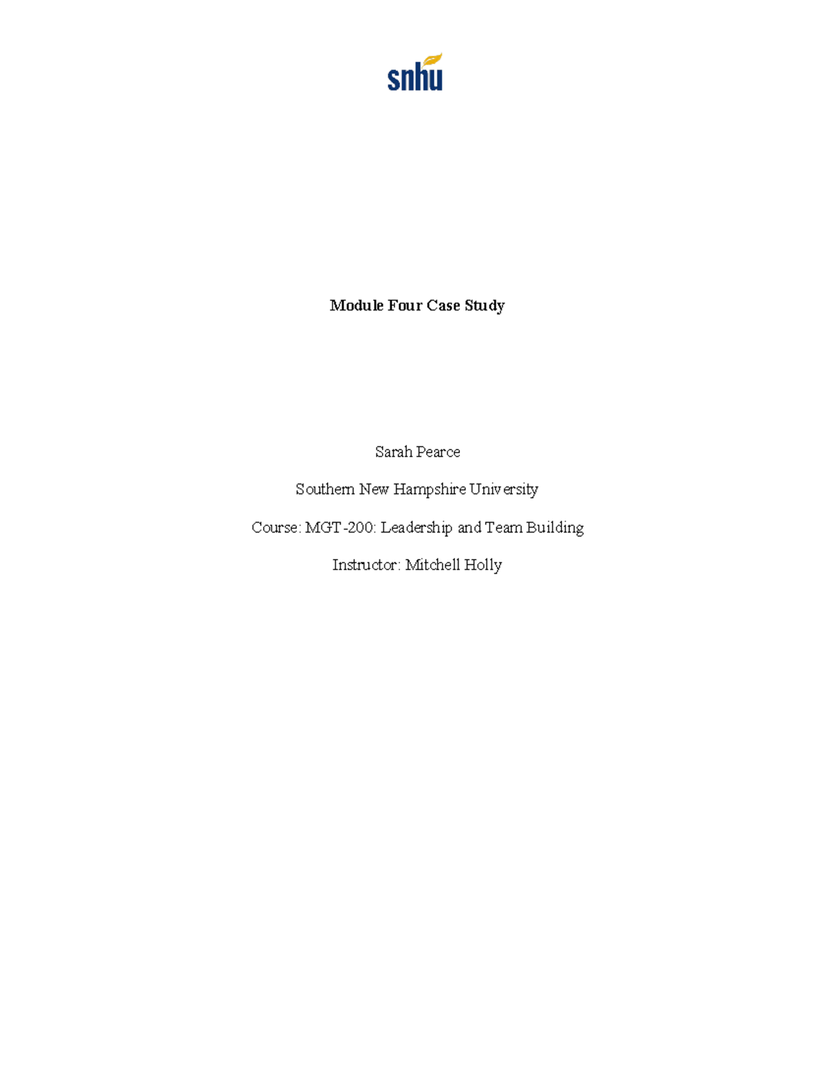 Module 4 Case Study - Module Four Case Study Sarah Pearce Southern New Hampshire University ...