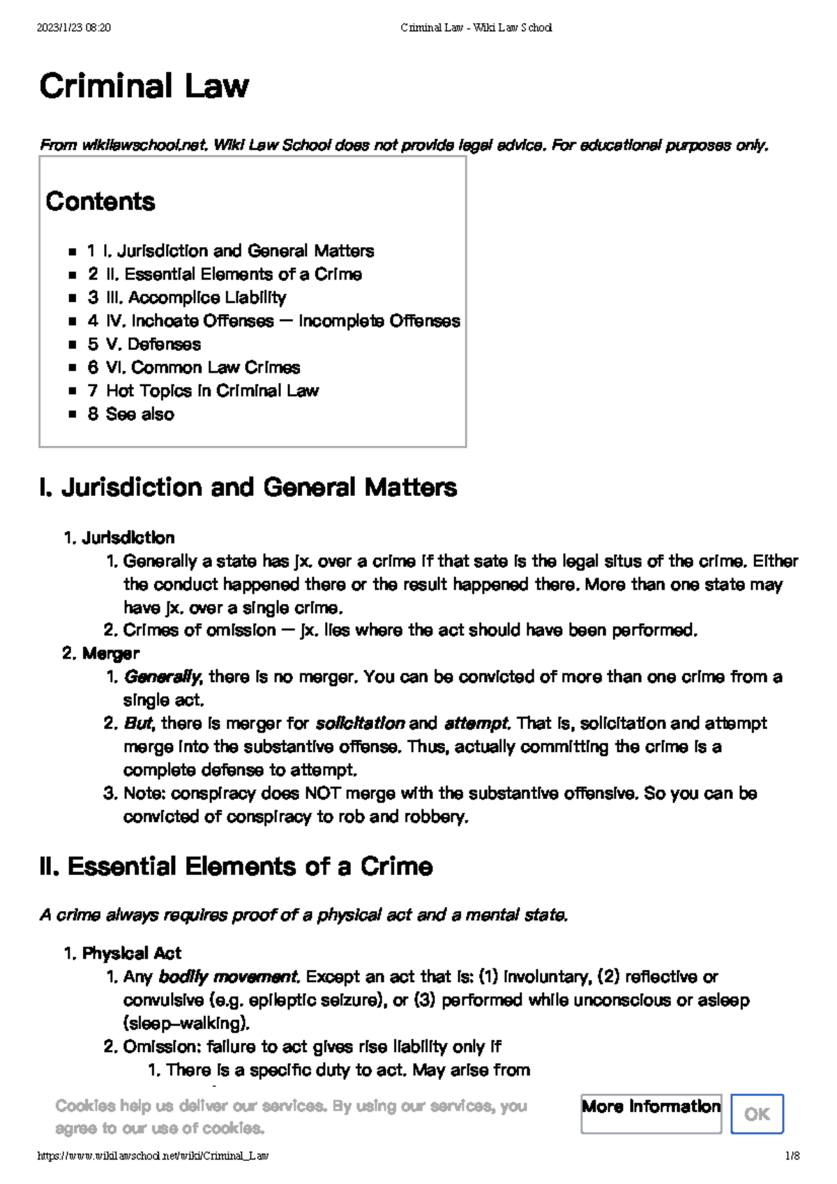Criminal Law outline - Criminal Law From wikilawschool. Wiki Law School ...