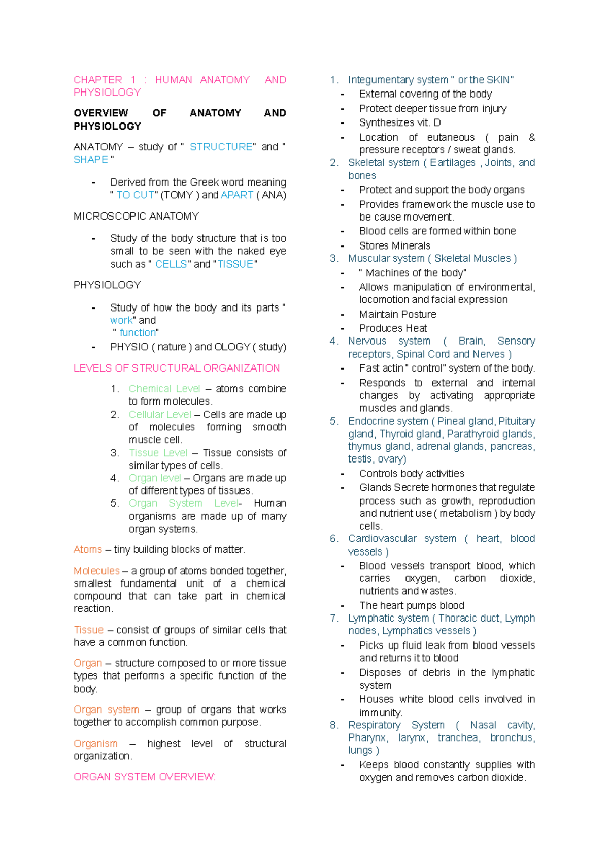 Anaphy - Notes for review in Anatomy and Physiology with Medical ...
